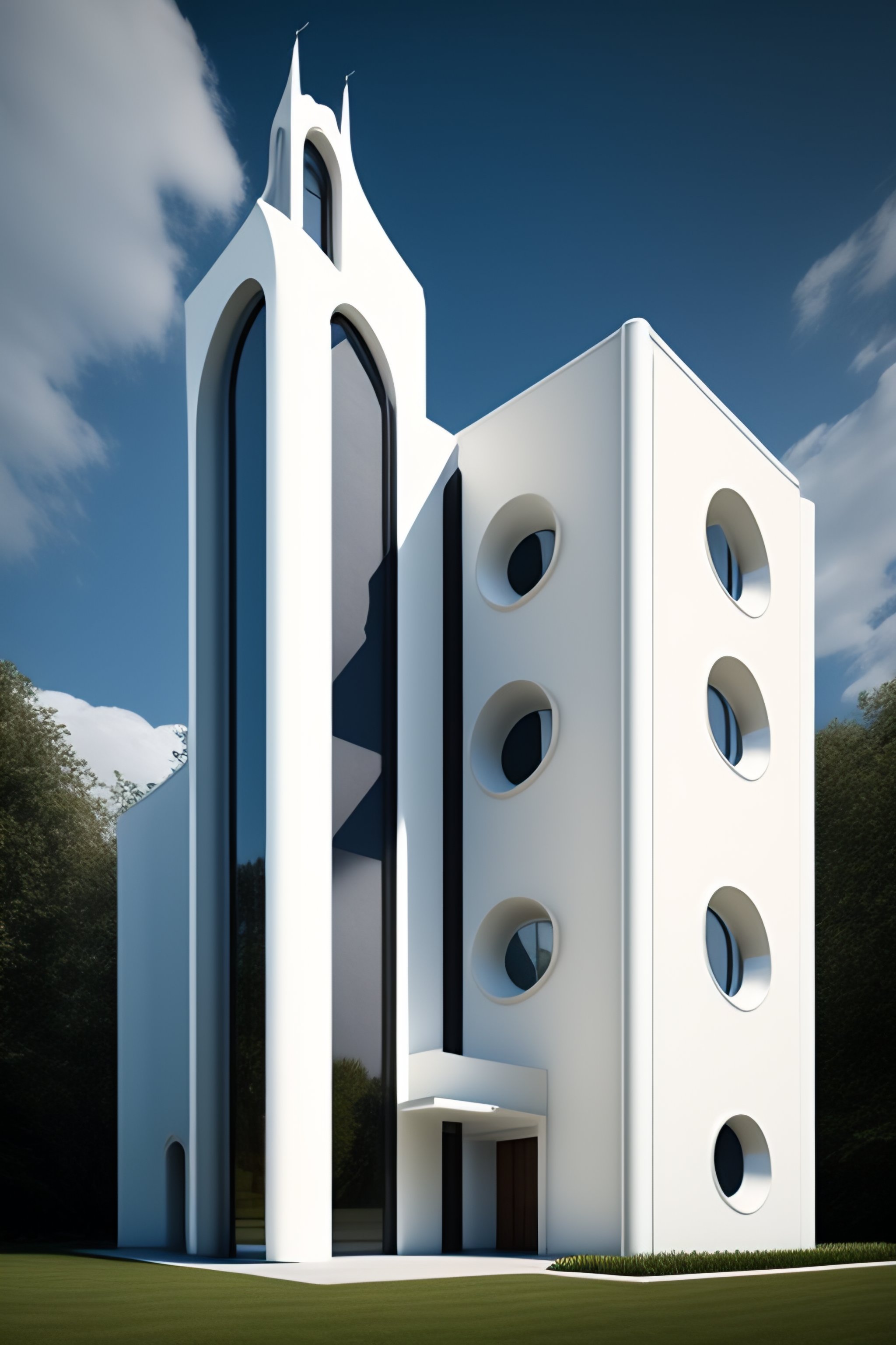 Lexica - Innovative arcitectural design of a white church in ...