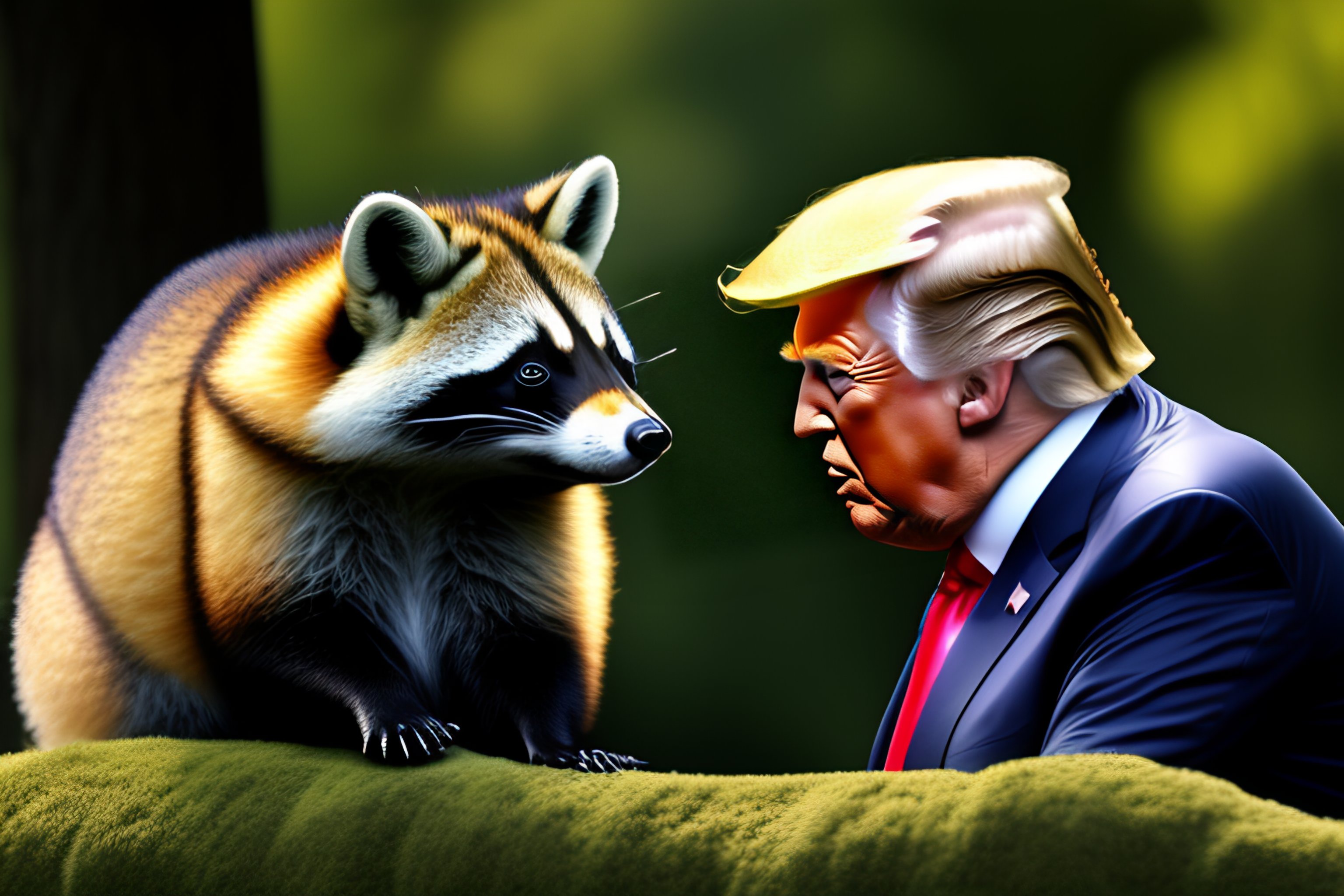 Lexica - Photo of donald trump and a raccoon