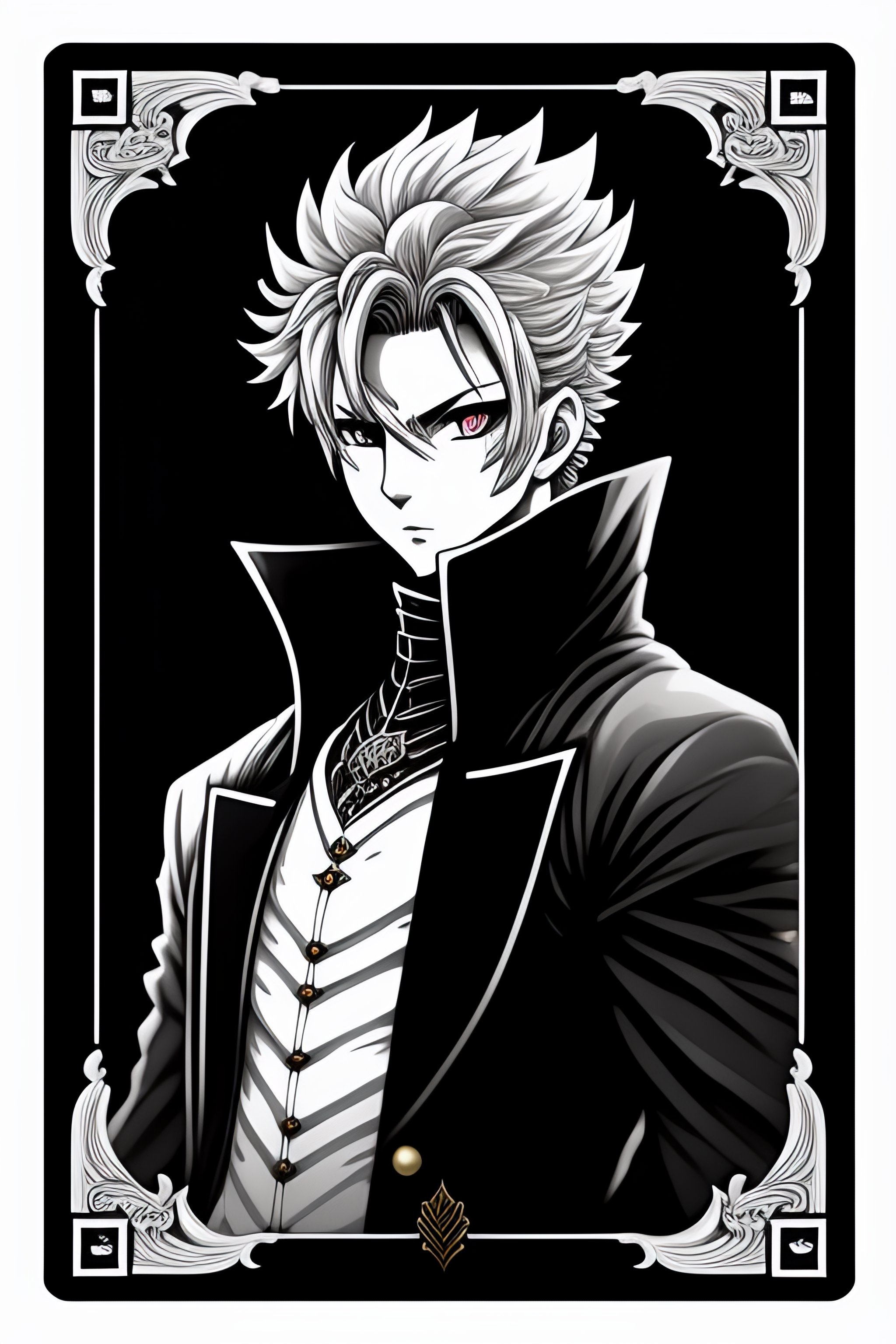 Lexica - Playing card of Hisoka hunter x hunter in black ans white
