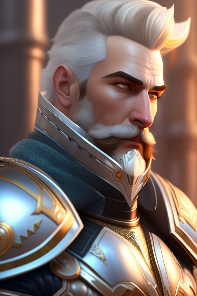 Lexica - Paladin, 40 years old man, white moustache, short beard ...