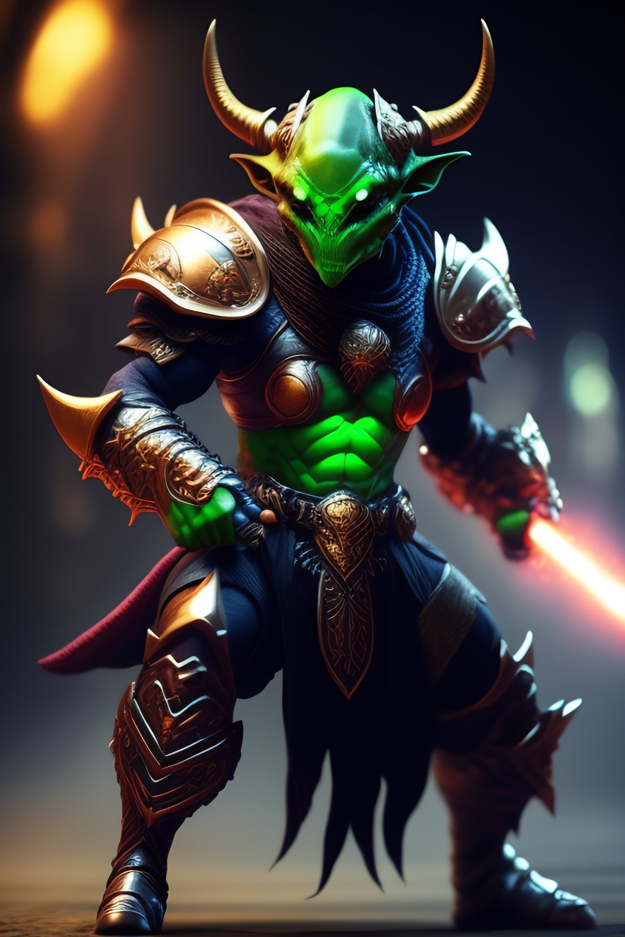 Lexica - Create an image of a 'goblin' who is a warrior fighting ...