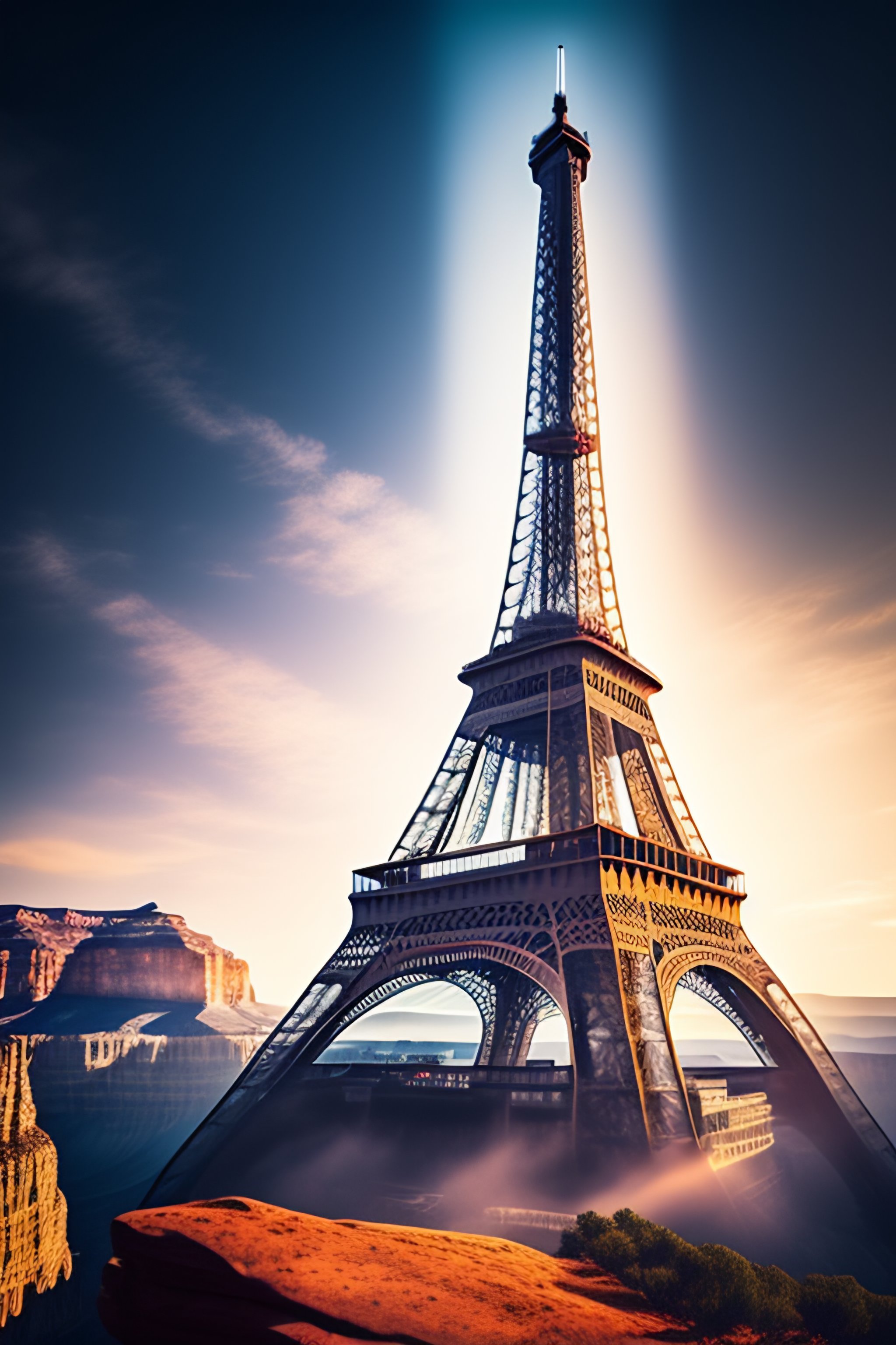 Lexica - Hyper-realistic photo of the Eiffel tower falling into the ...