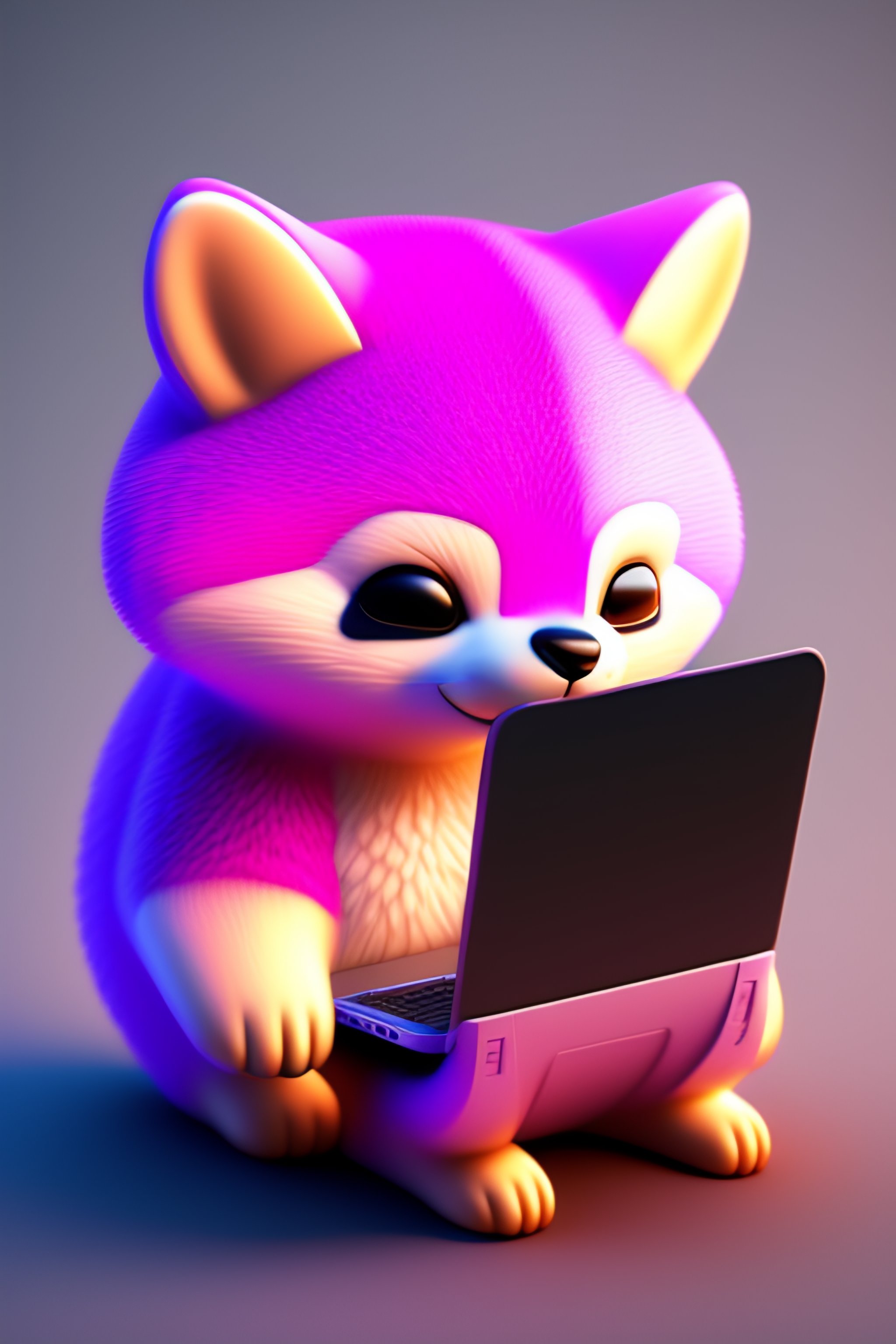 Lexica - Soft pink 3d racoon logo coding a software with laptop by pixar