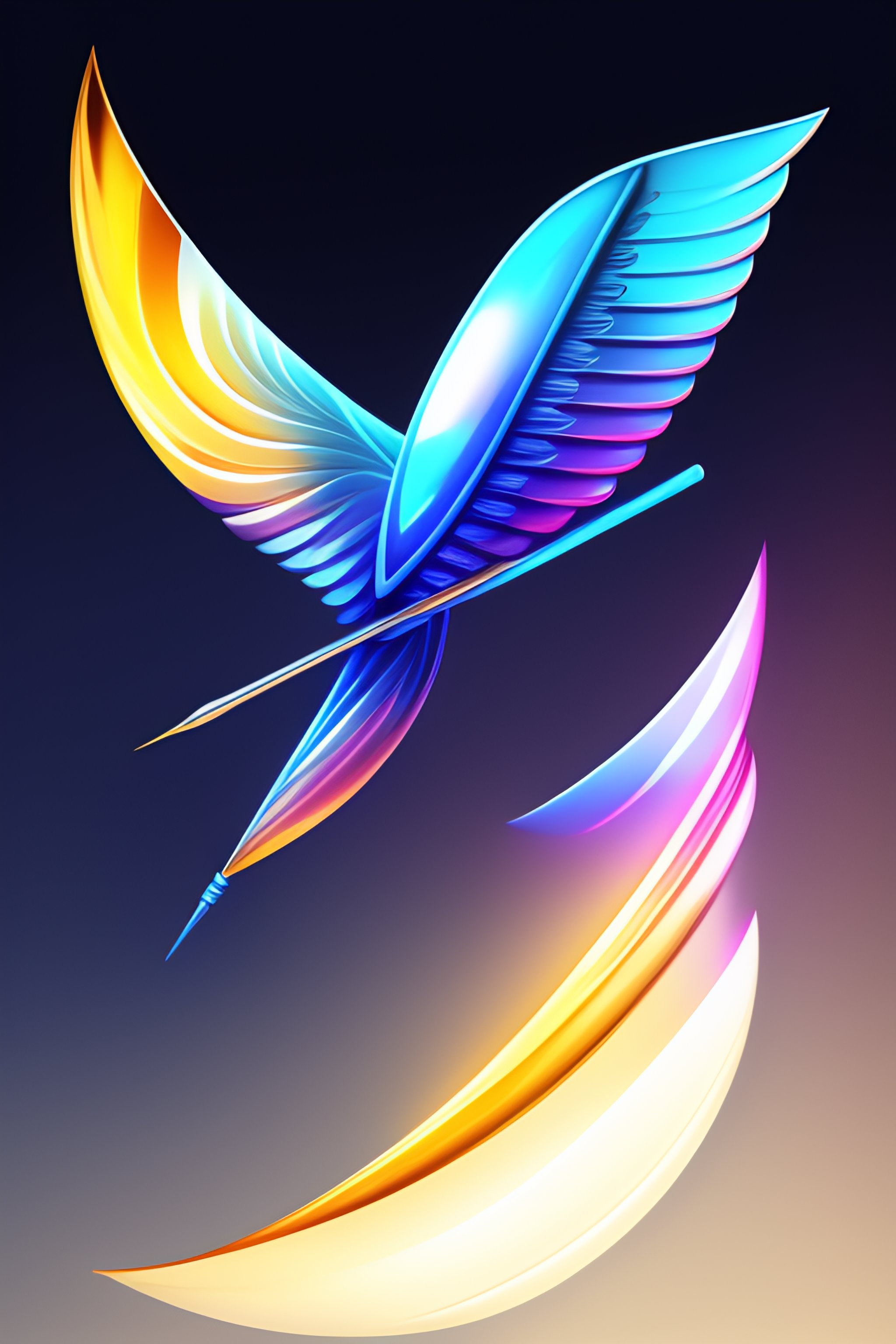 Lexica - Drawing of a wing, arrow quiver, magic wand, majestic ...