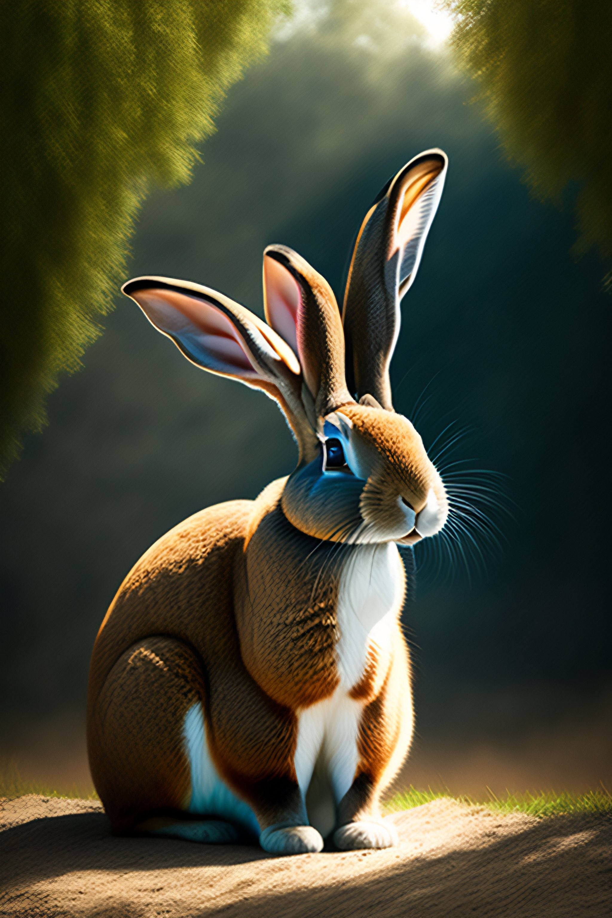 Lexica - A medium shot of the giant rabbit's, kid's book style