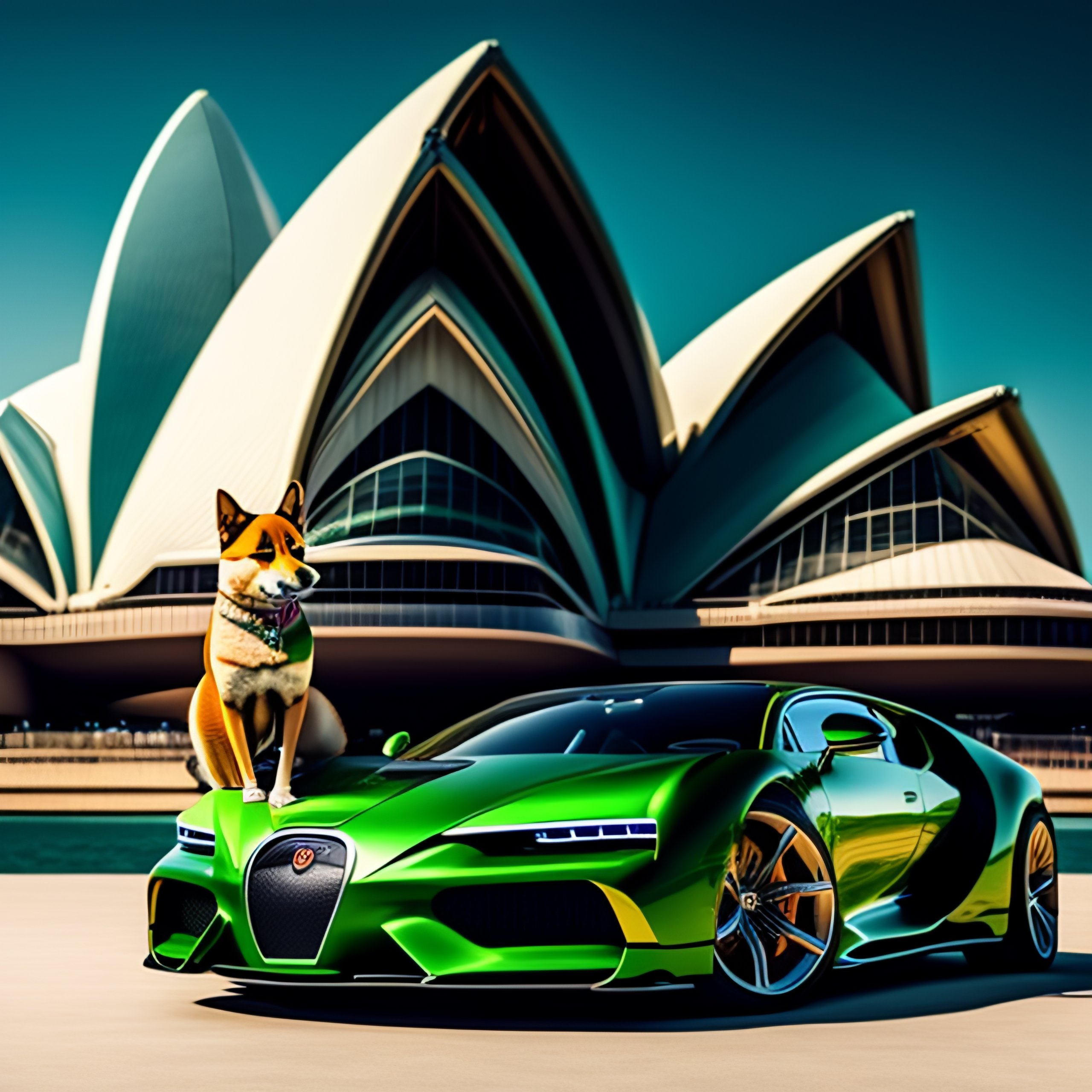 Lexica - Medium Shot of a standing shiba inu dressed in a fancy green ...