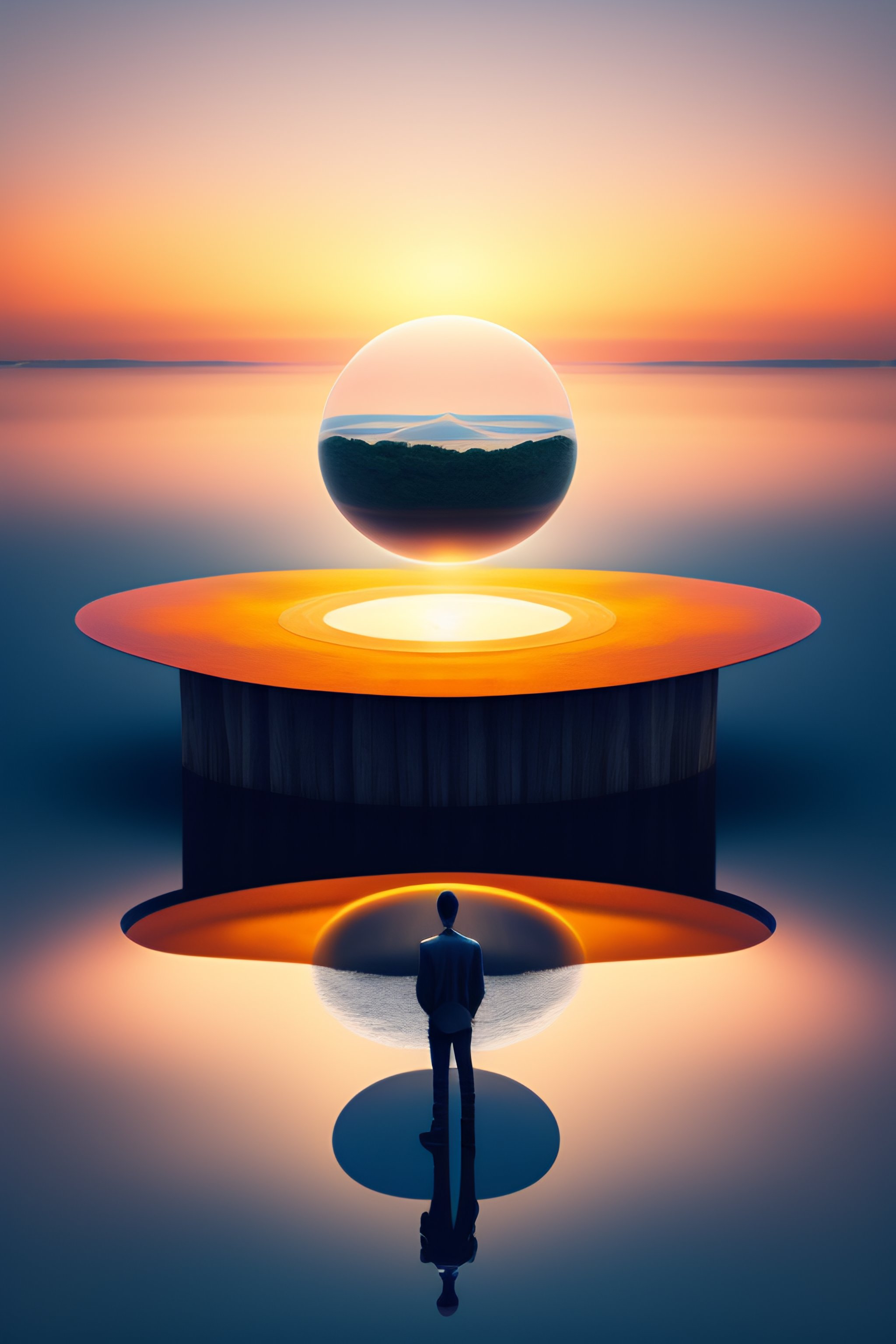 Lexica - Anime floating island with man standing infront