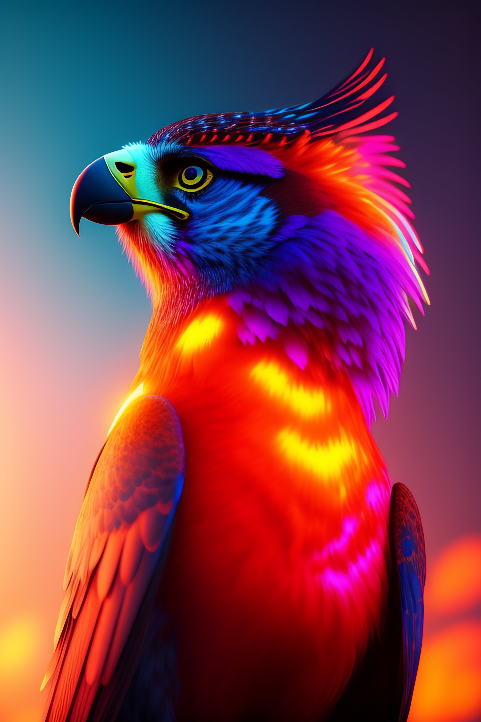 Lexica - The one who flys with the howl, Falcon face, human body ...