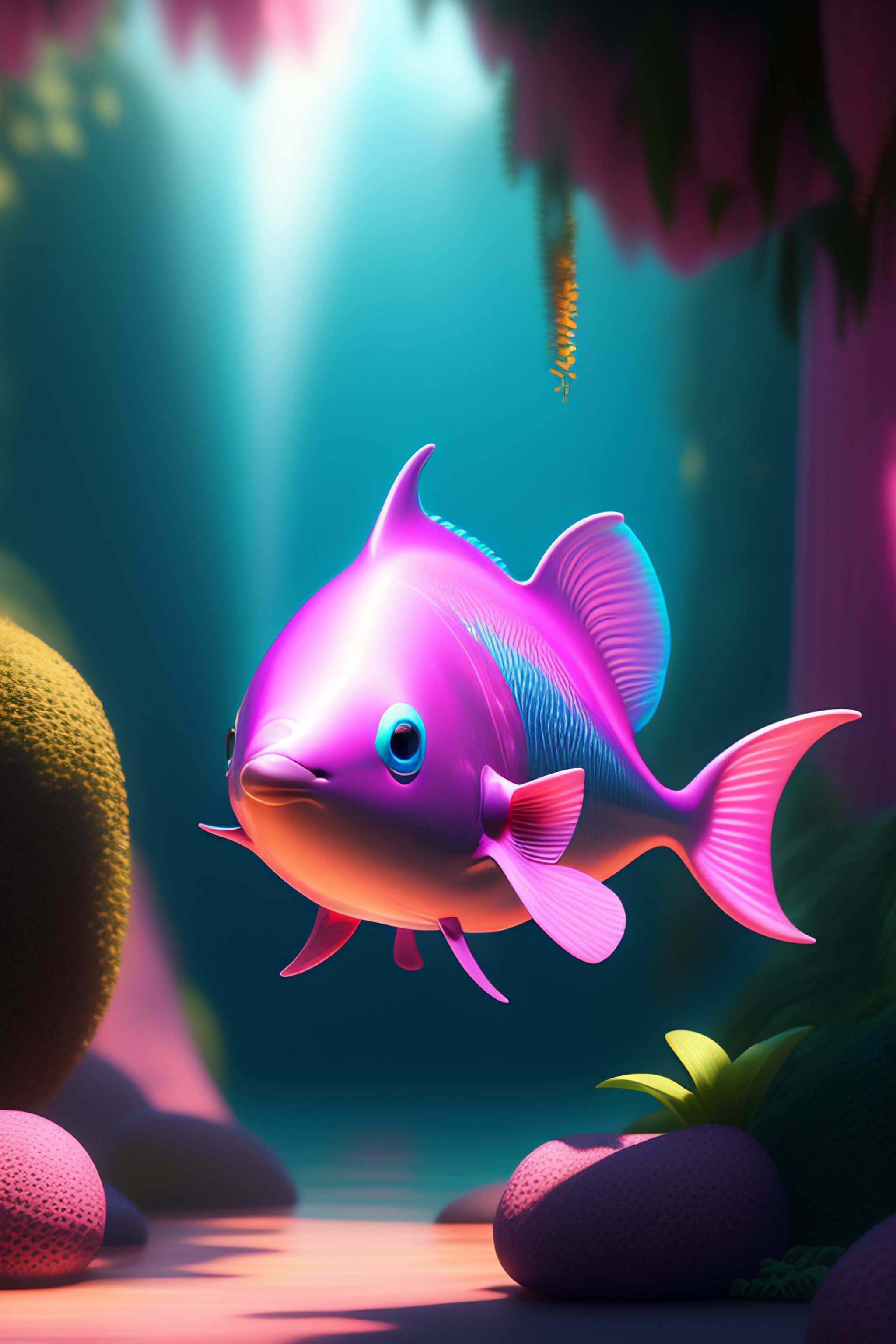 Lexica - A pink dolphin by pixar in the rainforest, surrealism, fantasy ...