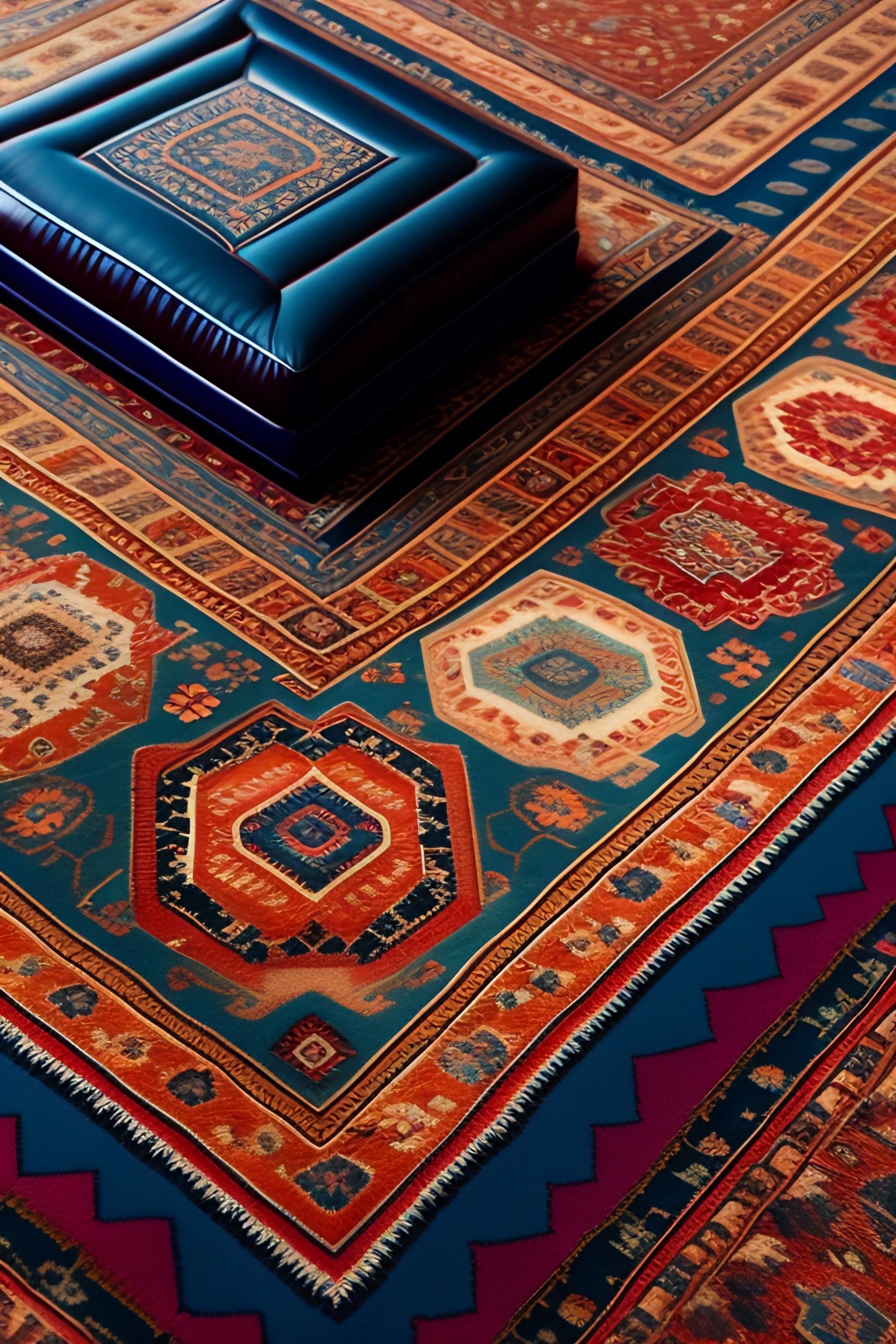 Lexica - Top down view on persian carpet print, vibrant colors, smooth ...