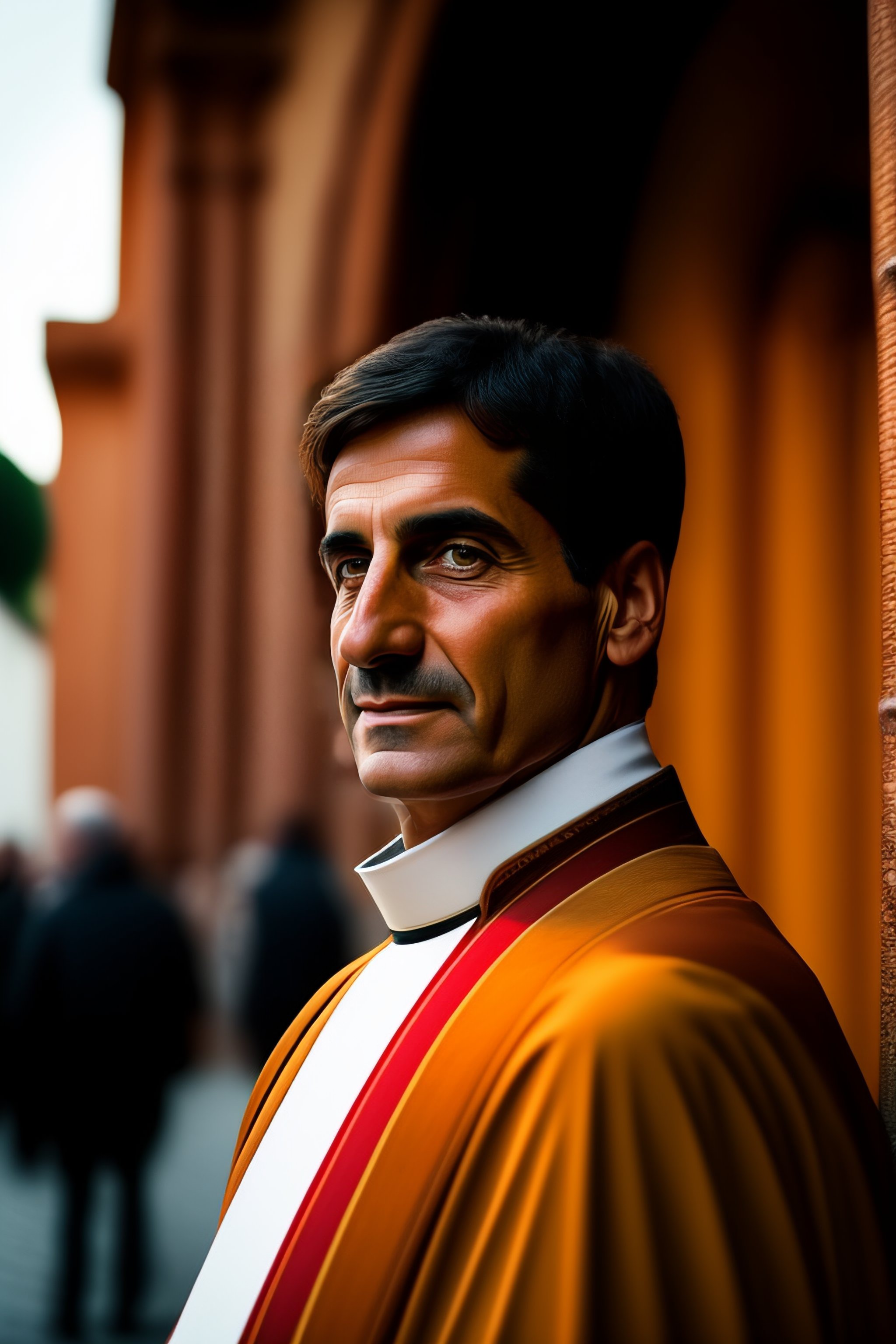 Lexica - Italian priest with short brown hair. Calm. With compassionate ...