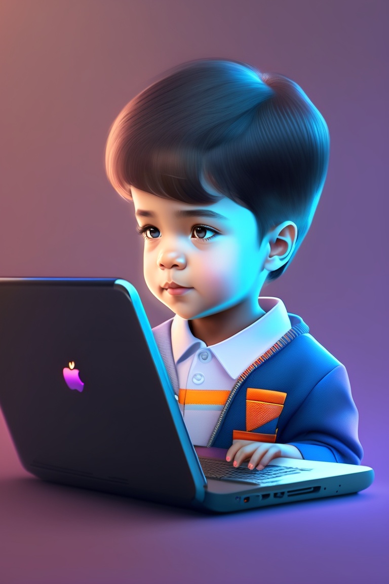 Lexica - A cute boy, looking smart, doing programming on laptop, rgb ...