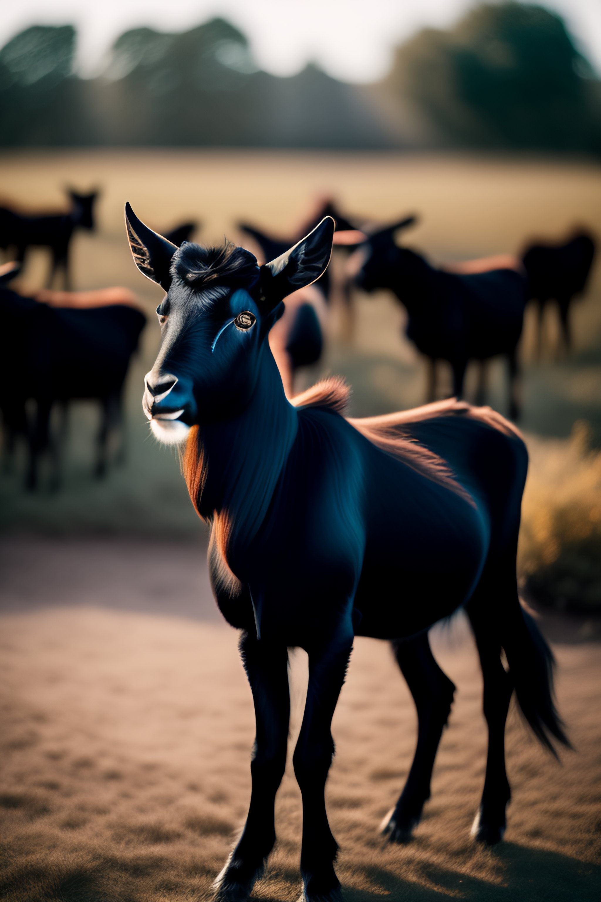 Lexica - Vintage photography of million of black goats floating