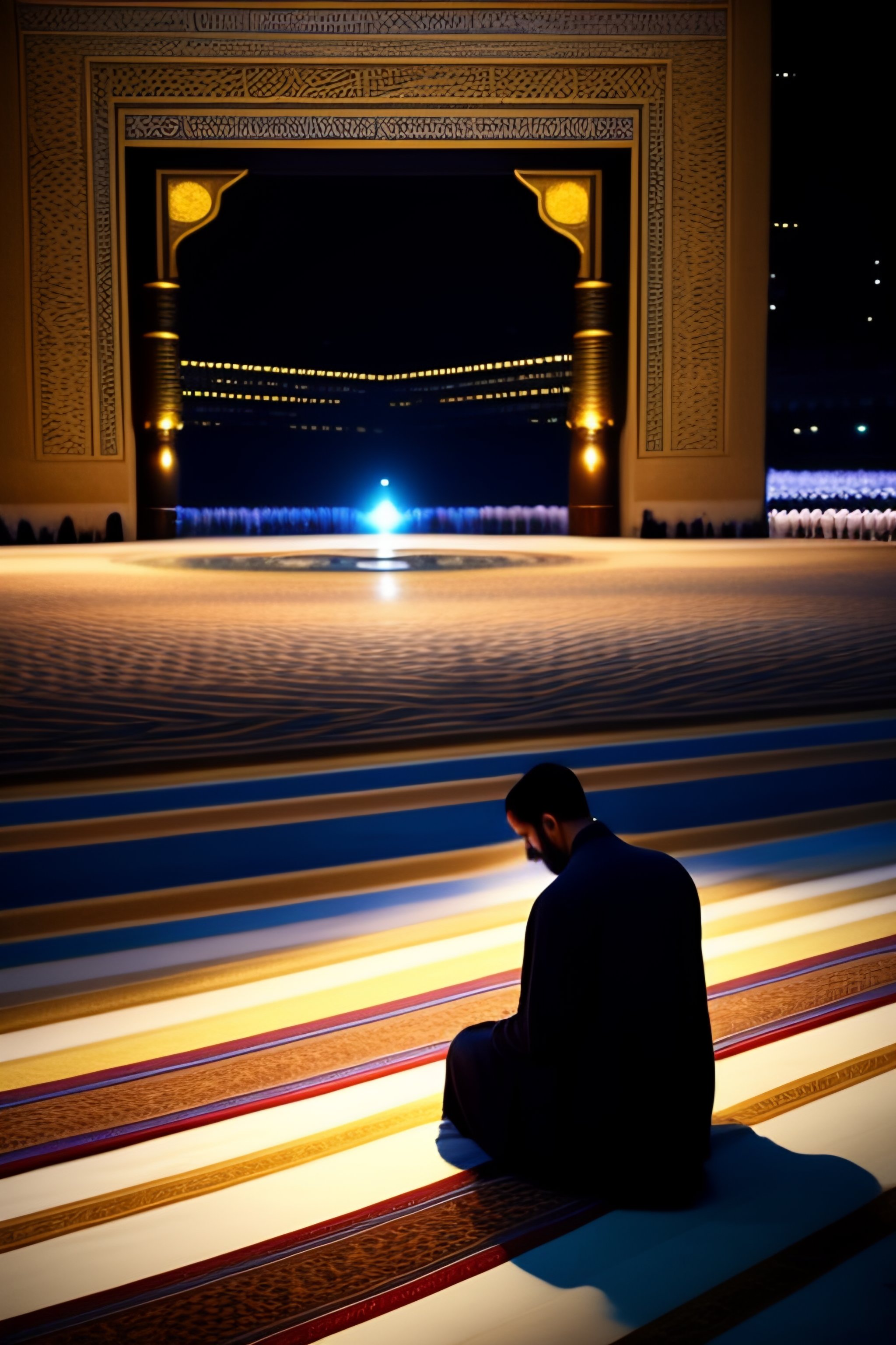 Lexica - A muslim praying in front of kaaba during ramadhan pray to god