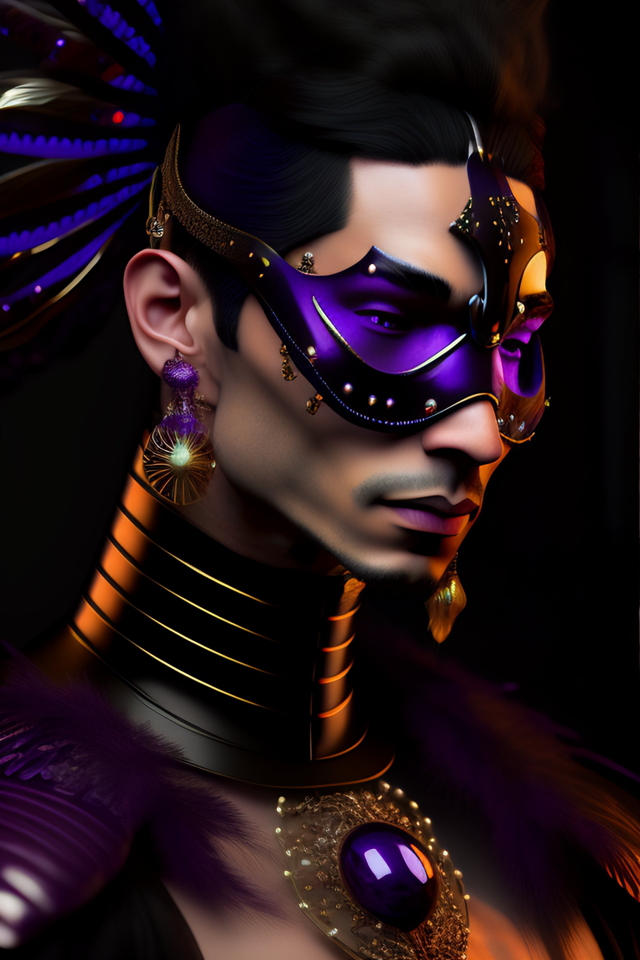 Lexica - Male full body purple cyberpunk haute couture bioluminescent ...