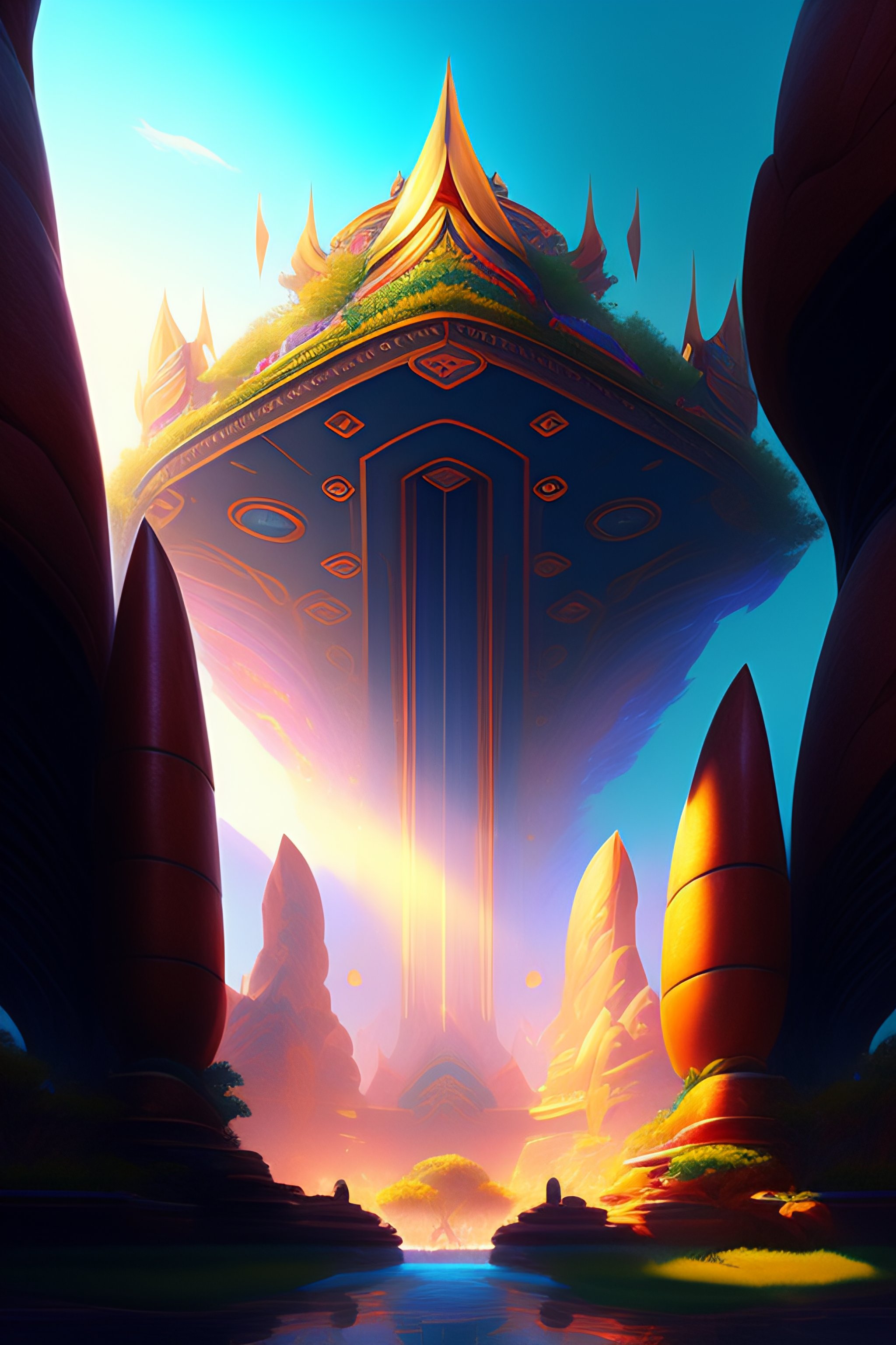 Lexica - Applebees megastructure, god rays, wide angle, fantasy art ...