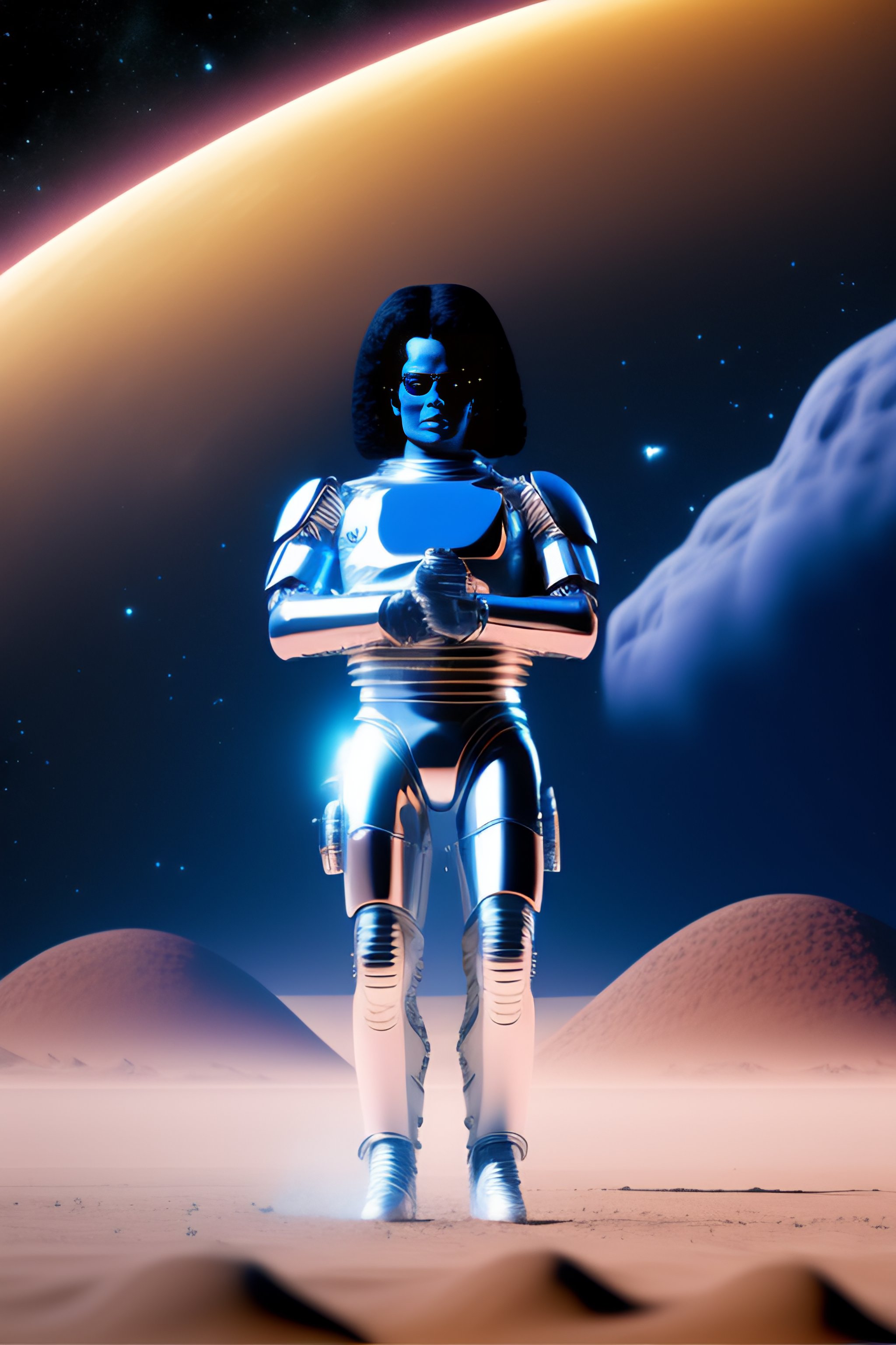 Lexica - A ultra realistic draw of a cyborg Michael Jackson without a ...