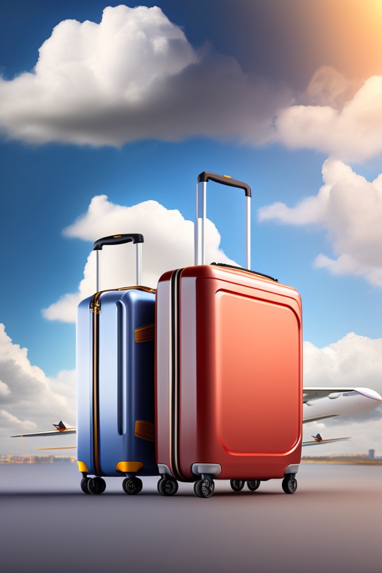 Lexica - Passenger Luggage Trolly Bags fly in the sky next to the plane ...