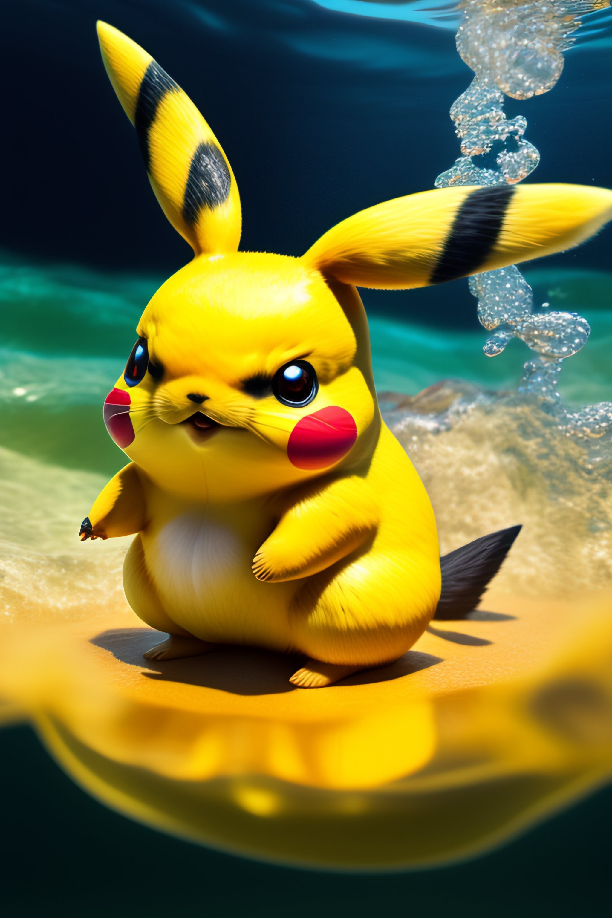 Lexica - Pikachu swimming in the sea