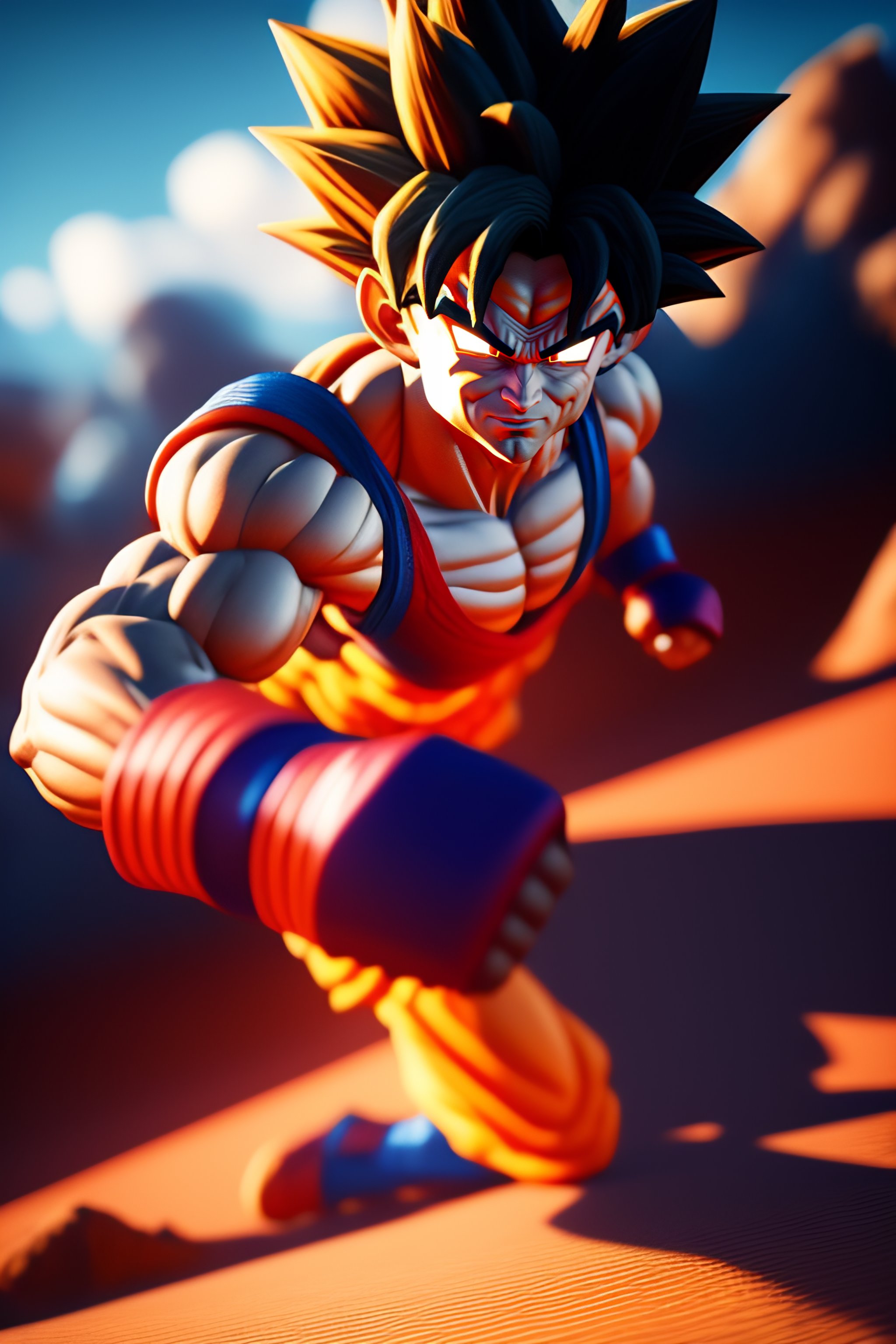 Lexica - Goku pushups one arm pushup, manga, ultra realistic, concept ...