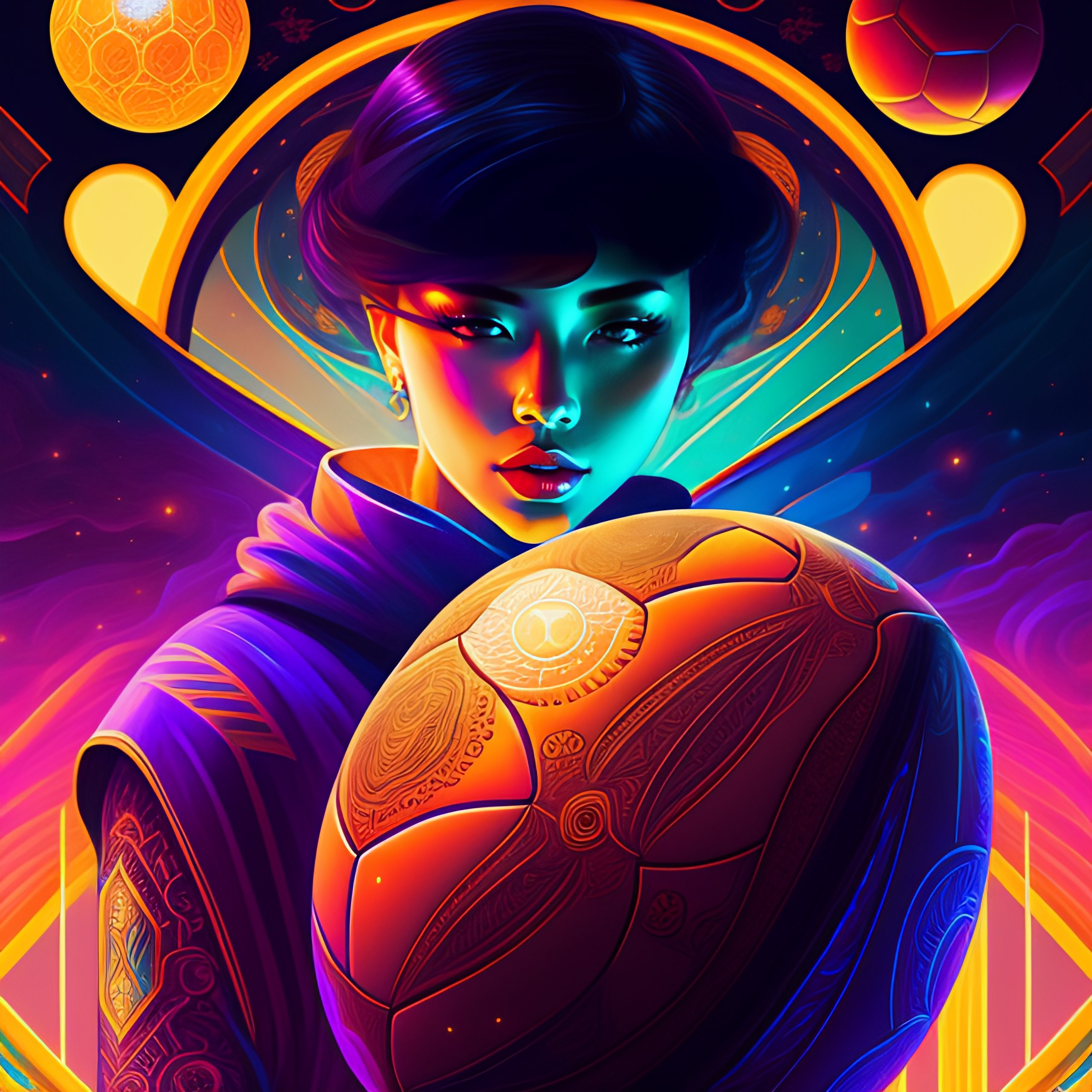 Lexica - Football ball drifting through cosmic space, intricate, highly ...