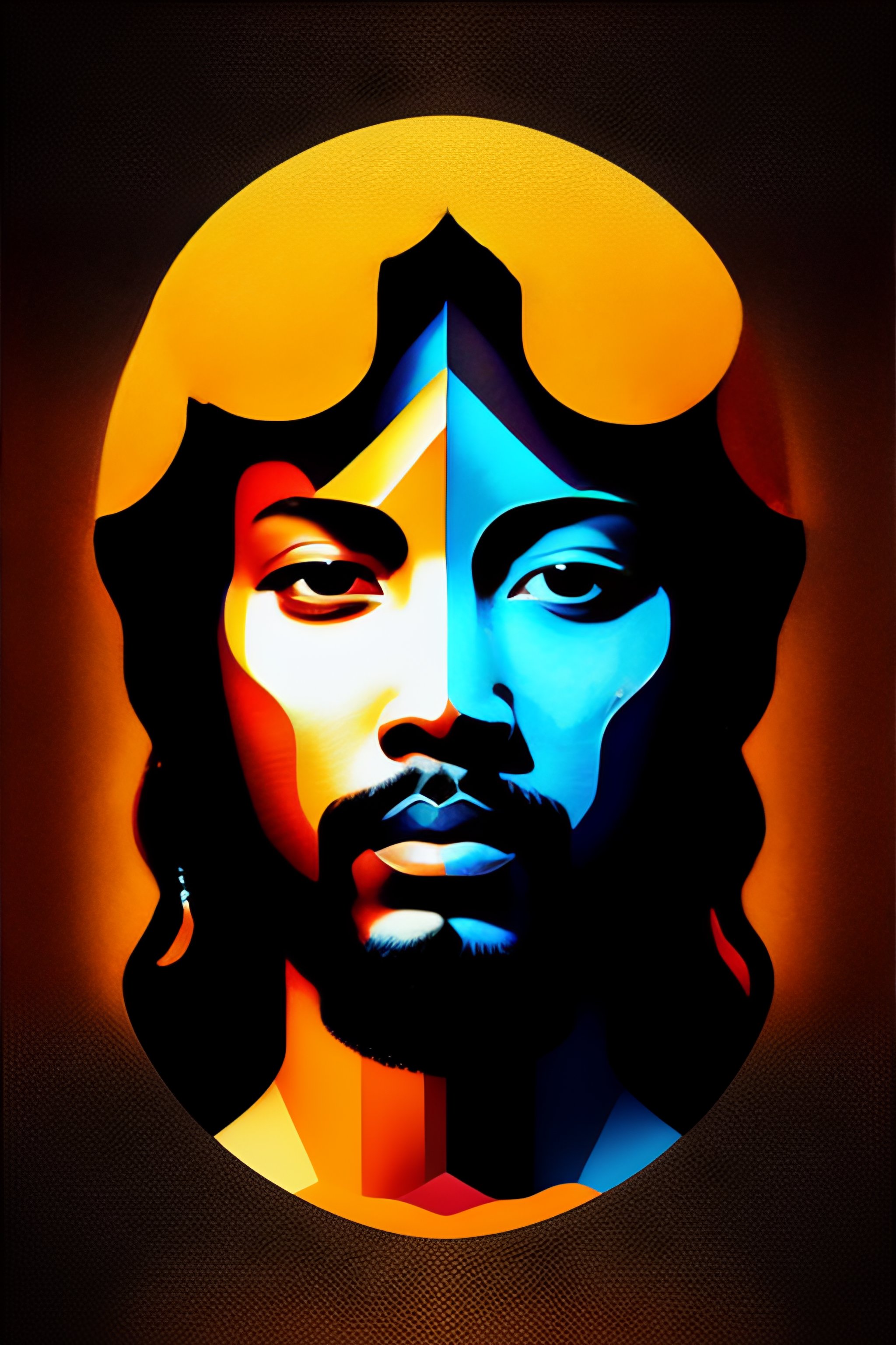 Lexica - Jesus square black face inside abstract geometri background