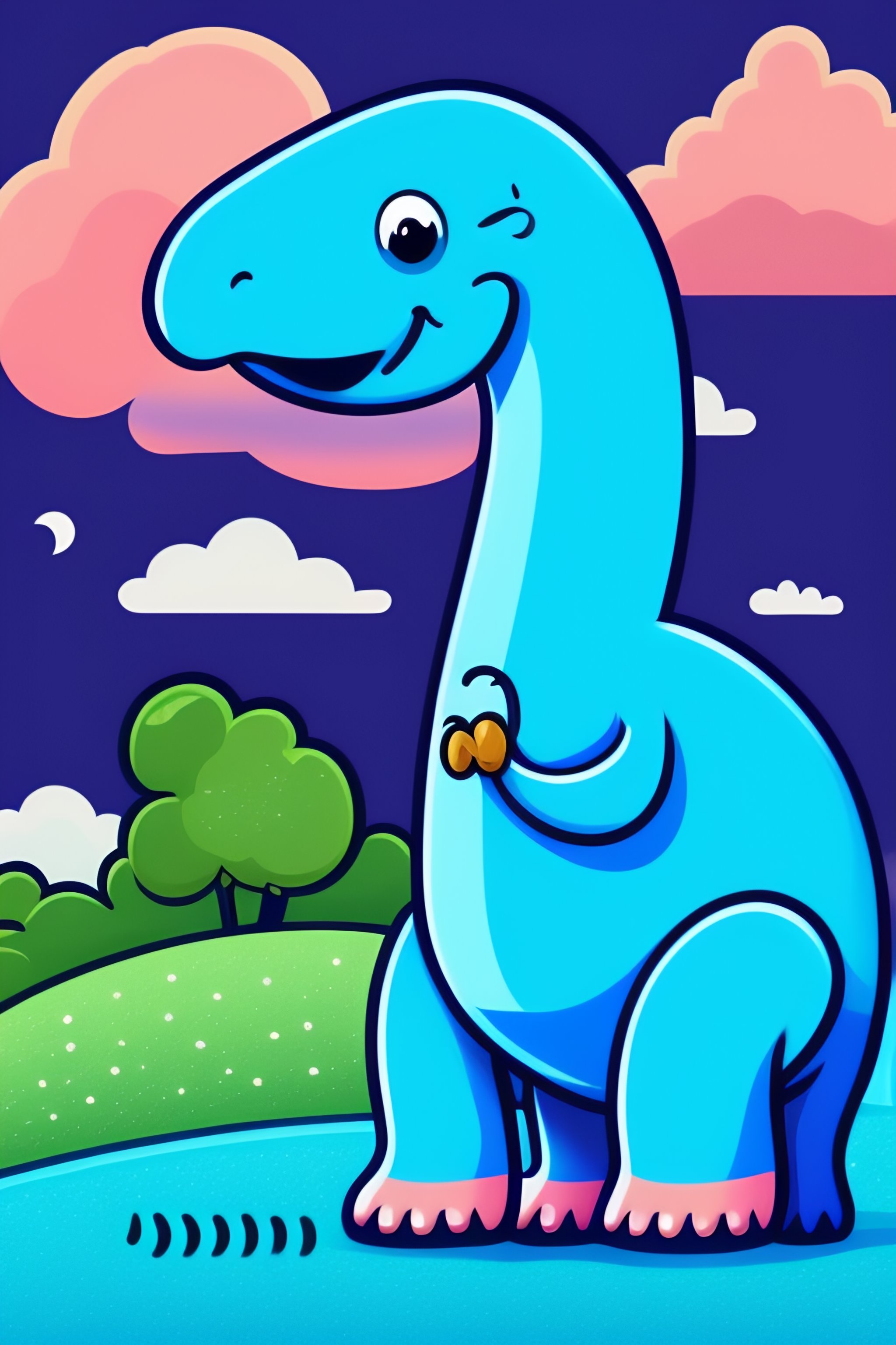 Lexica - Cute young blue brontosaurus simple illustration for children ...