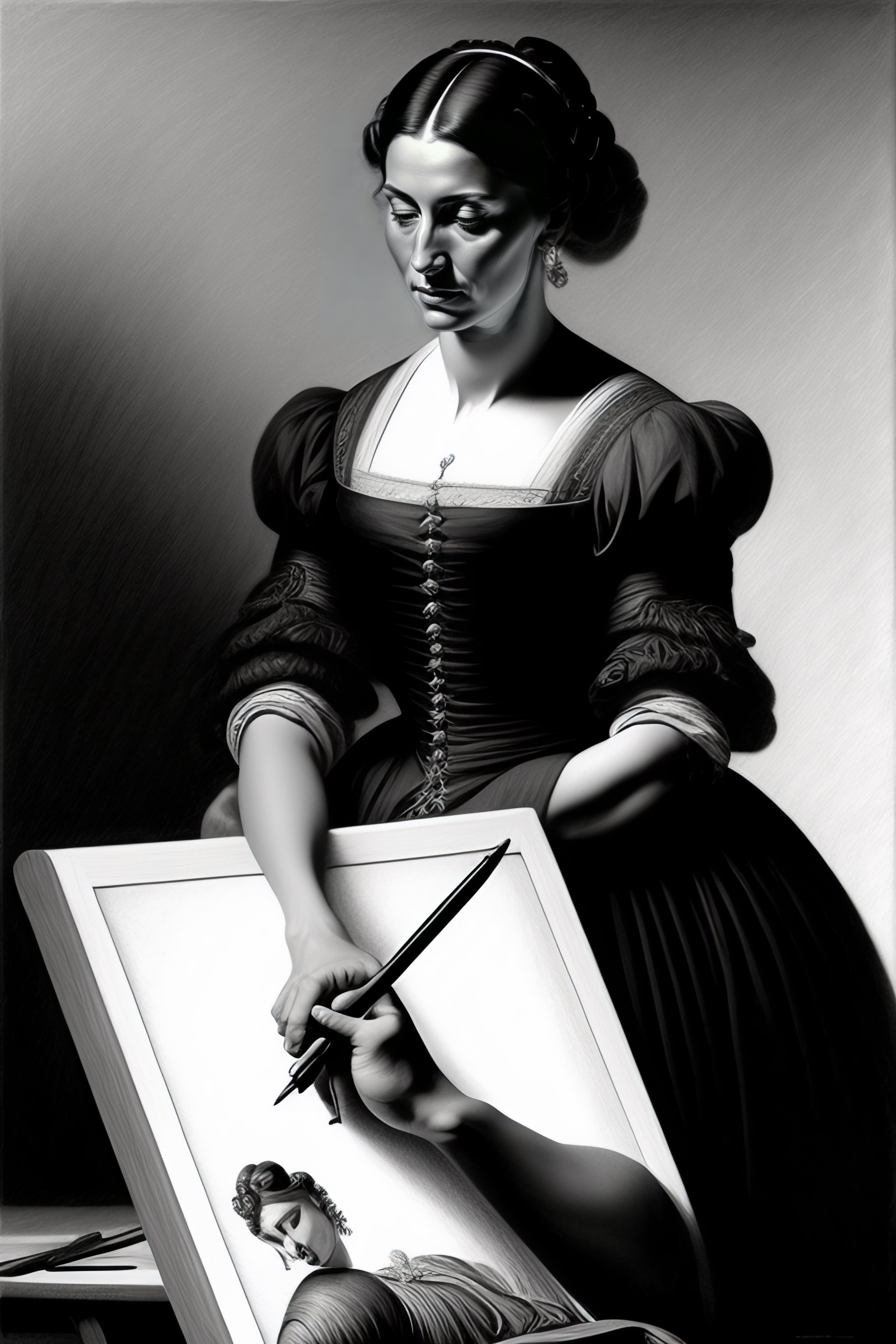 Lexica - Pencil sketch by caravaggio depicting an artist making a ...
