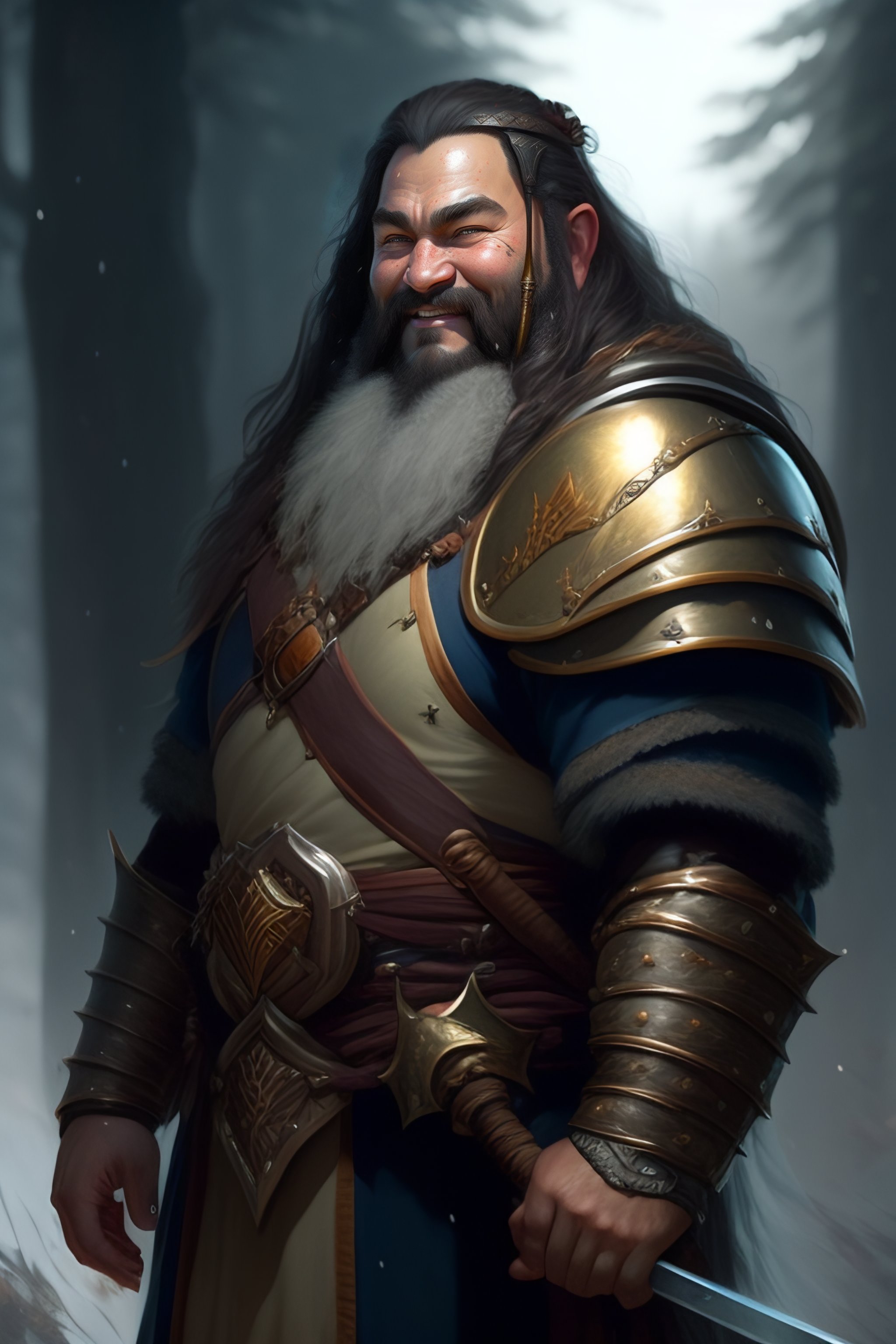 Lexica - Portrait of a happy dwarf paladin with orcish axe and rusty ...