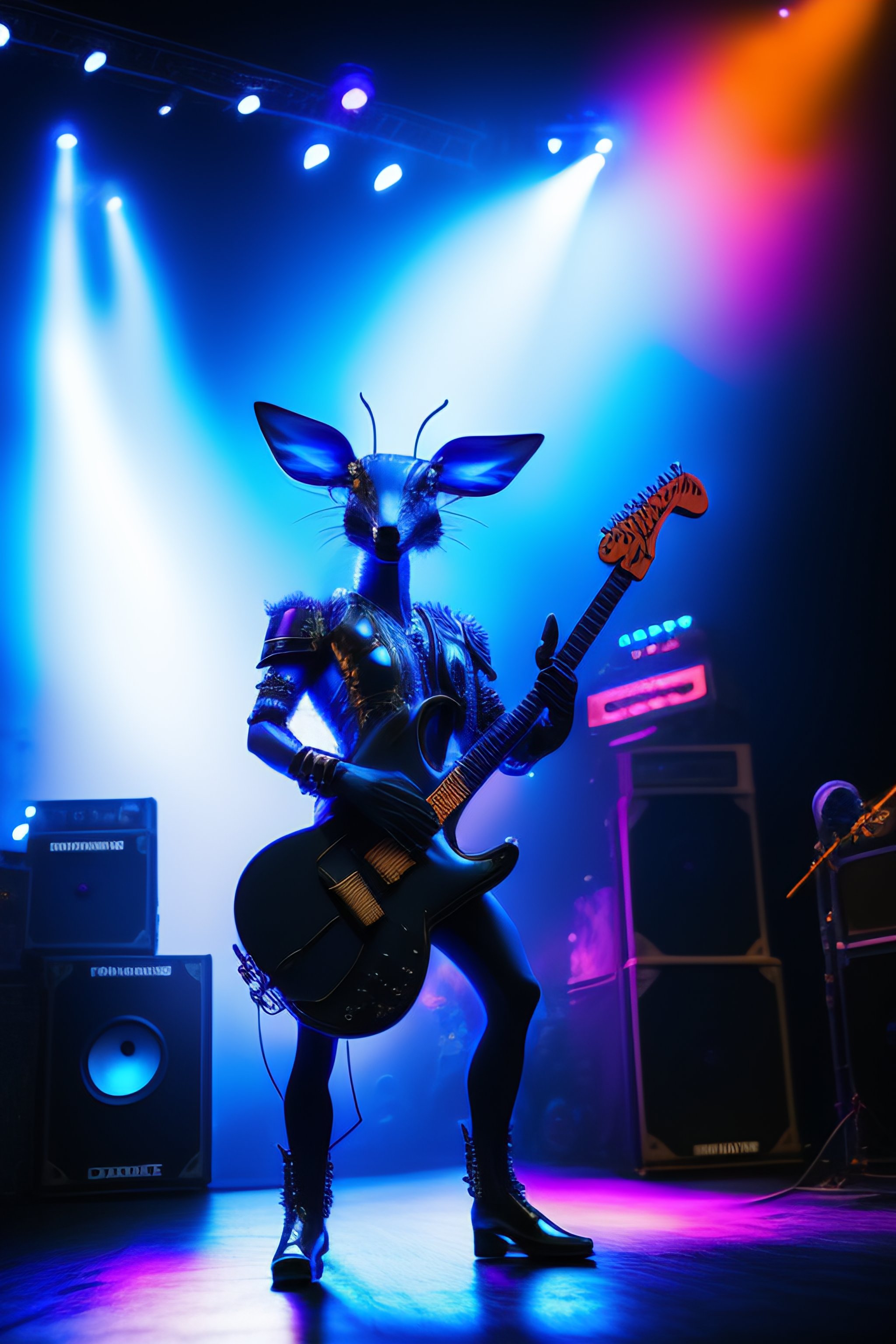 Lexica - Male blue ant mystical cartoon humanoid, playing electric ...