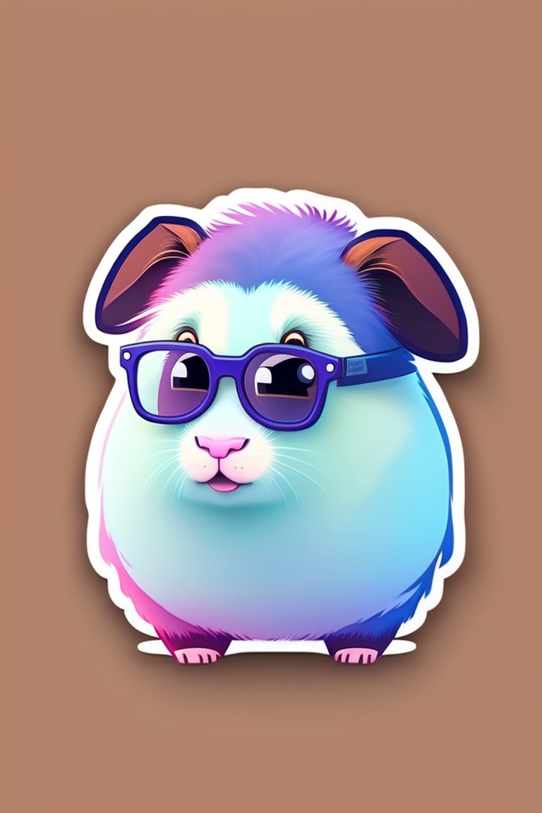 Lexica - A die-cut sticker of a cute guinea pig with big sad eyes and ...