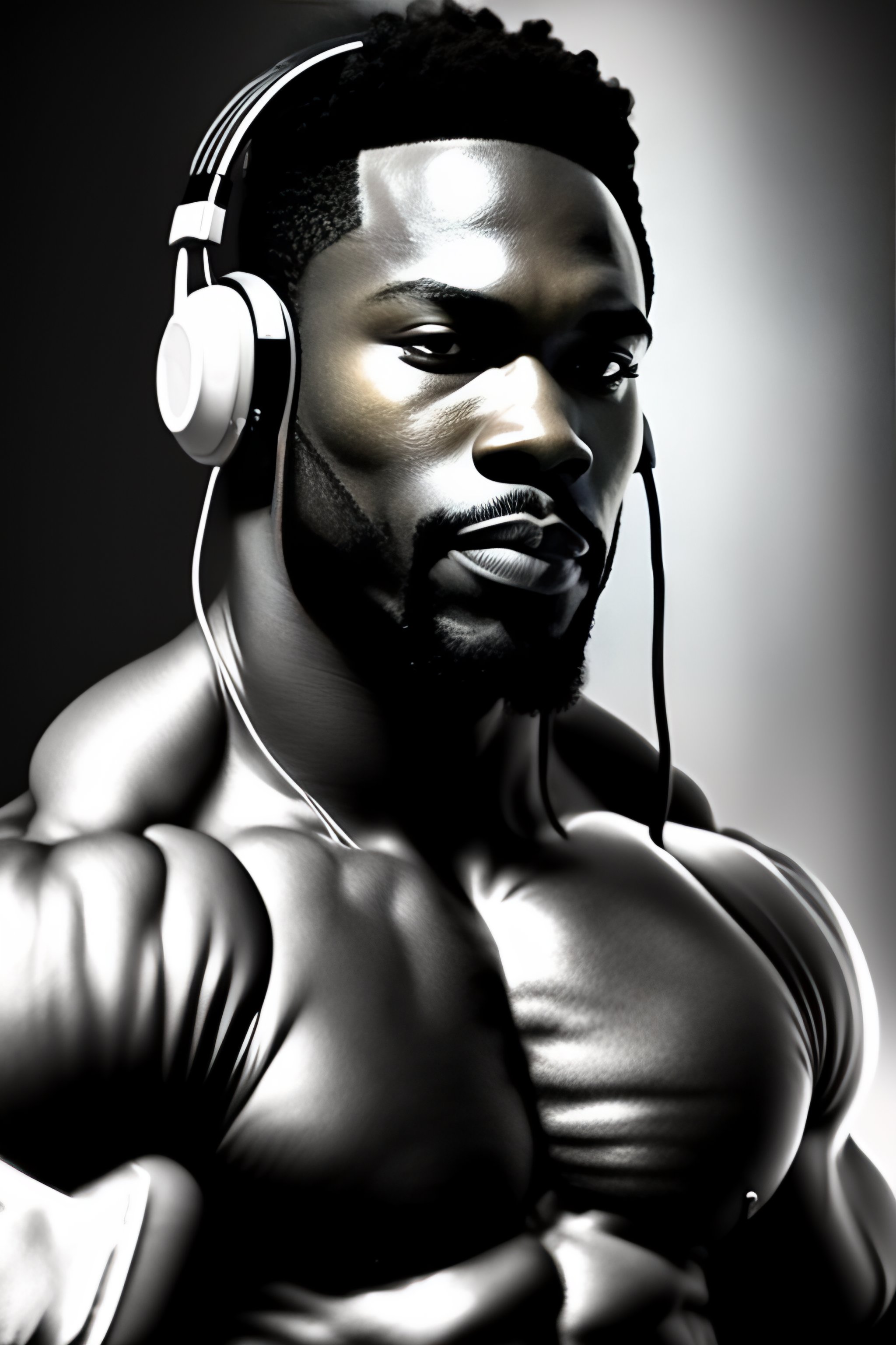 Lexica - Handsome muscle man with headphones drawing whole voby