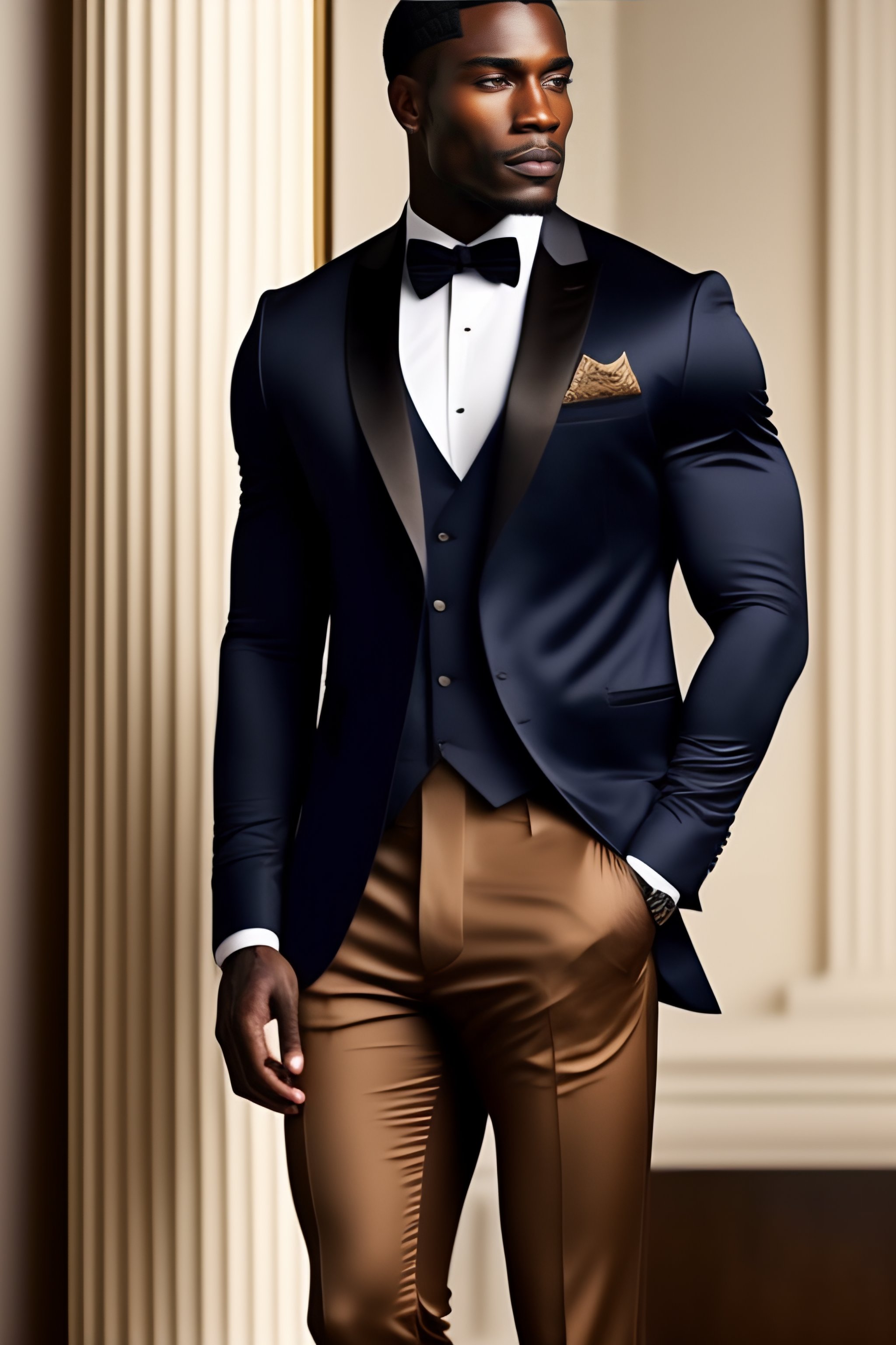Lexica - Black man wearing elegant cothes, masculine.