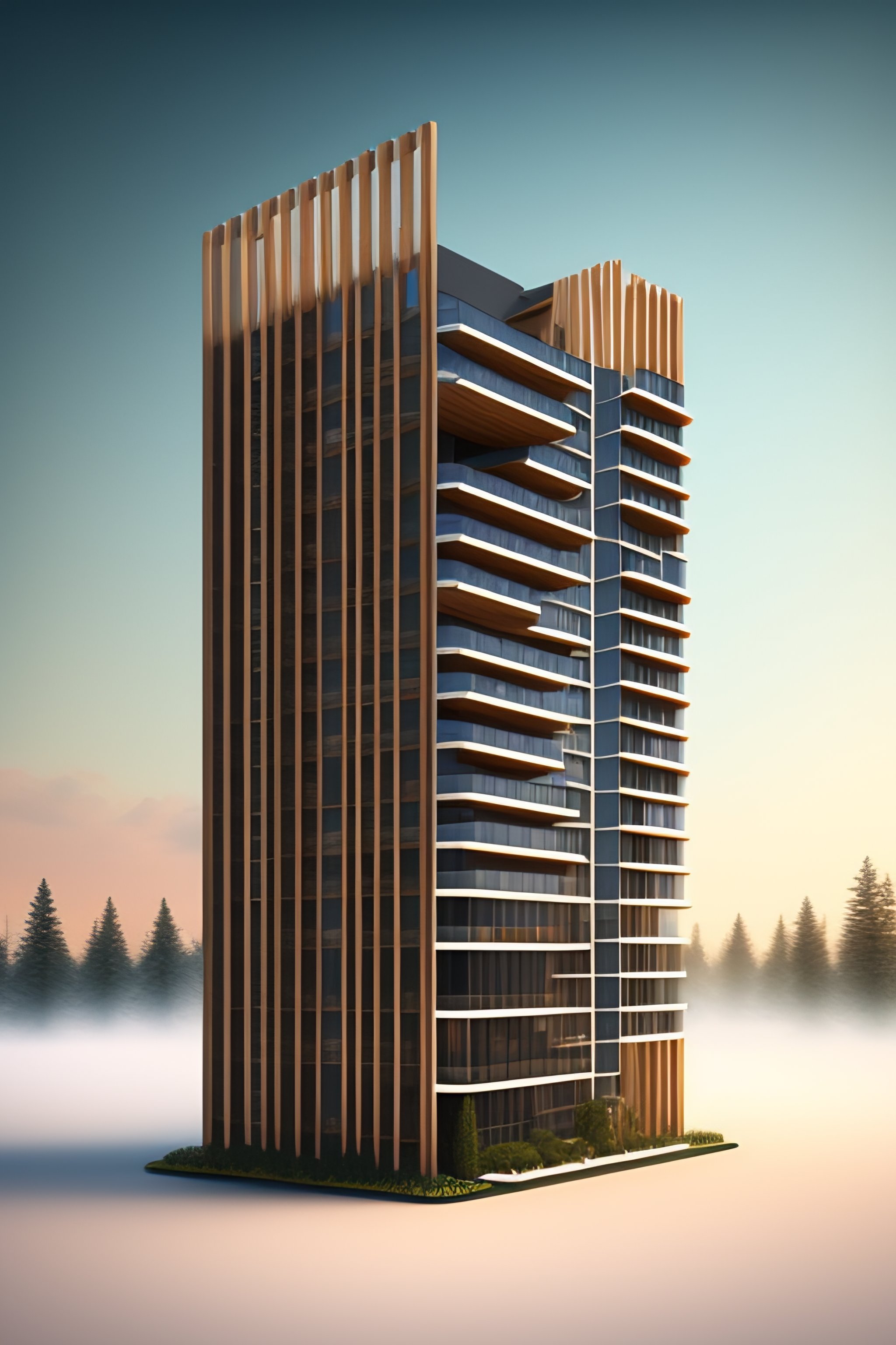 Lexica - Hero image for real estate company modern wood illustration