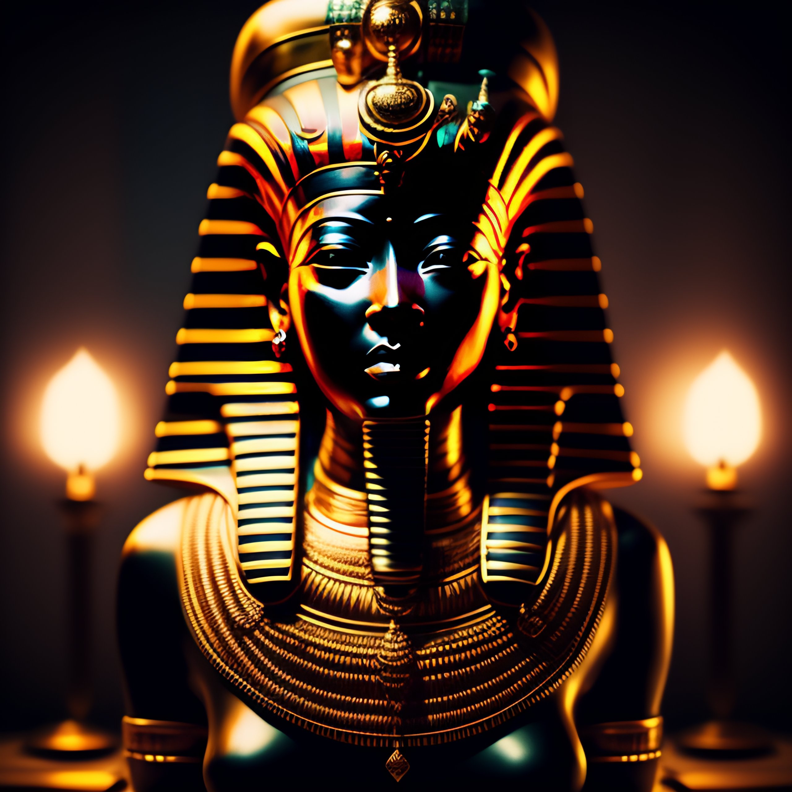 Lexica - Portrait of Tutankhamun in the style of surrealism, with a ...