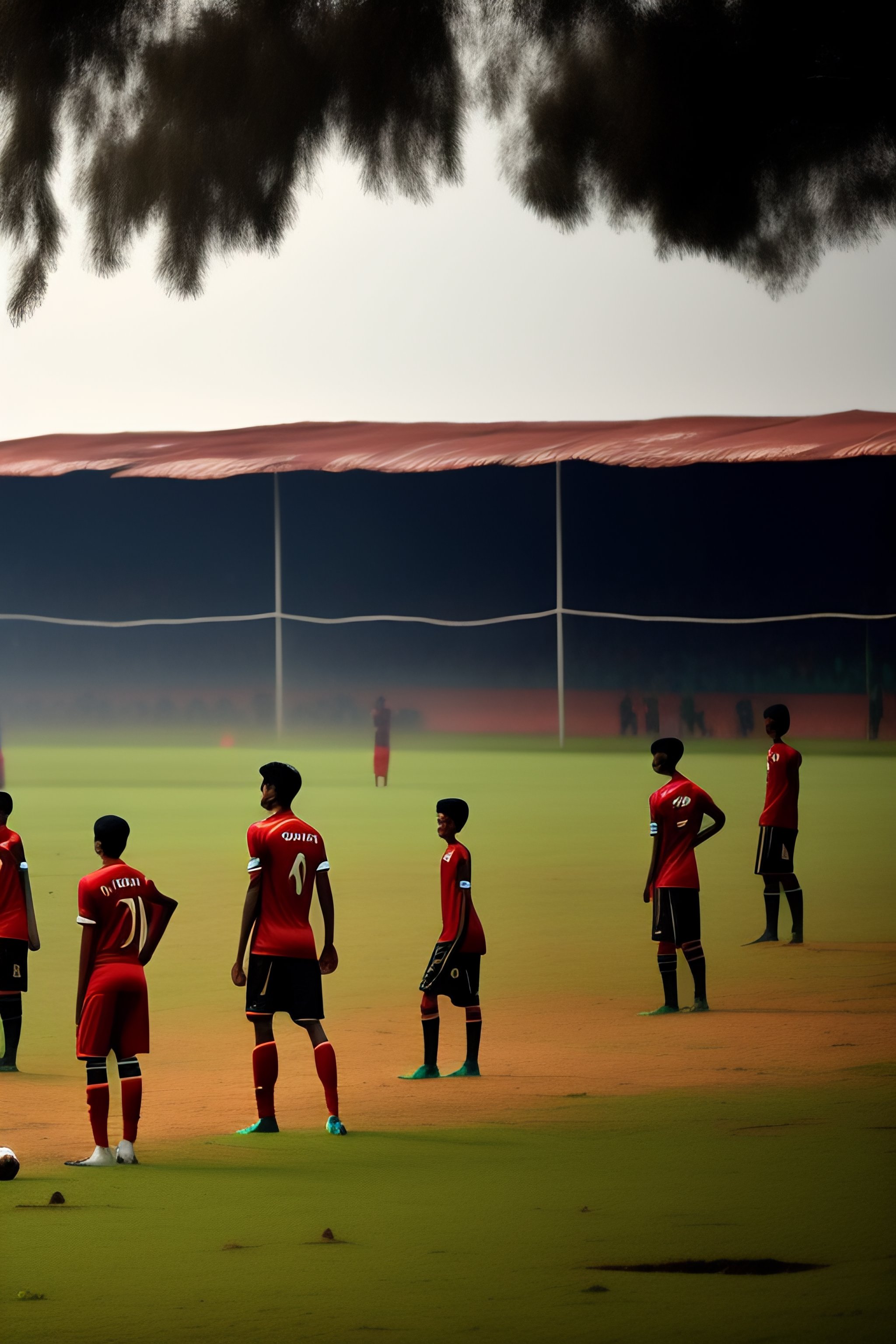 Lexica - Liverpool players stands on the sidelines of a dusty ...