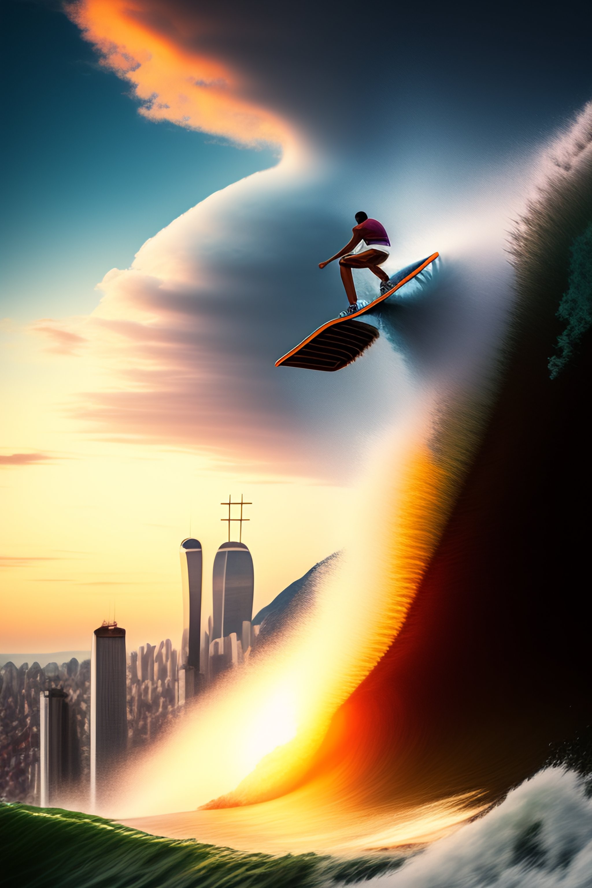 Lexica - Jesus doing a kickflip over rio de janeiro, rembradt, masterpiece,