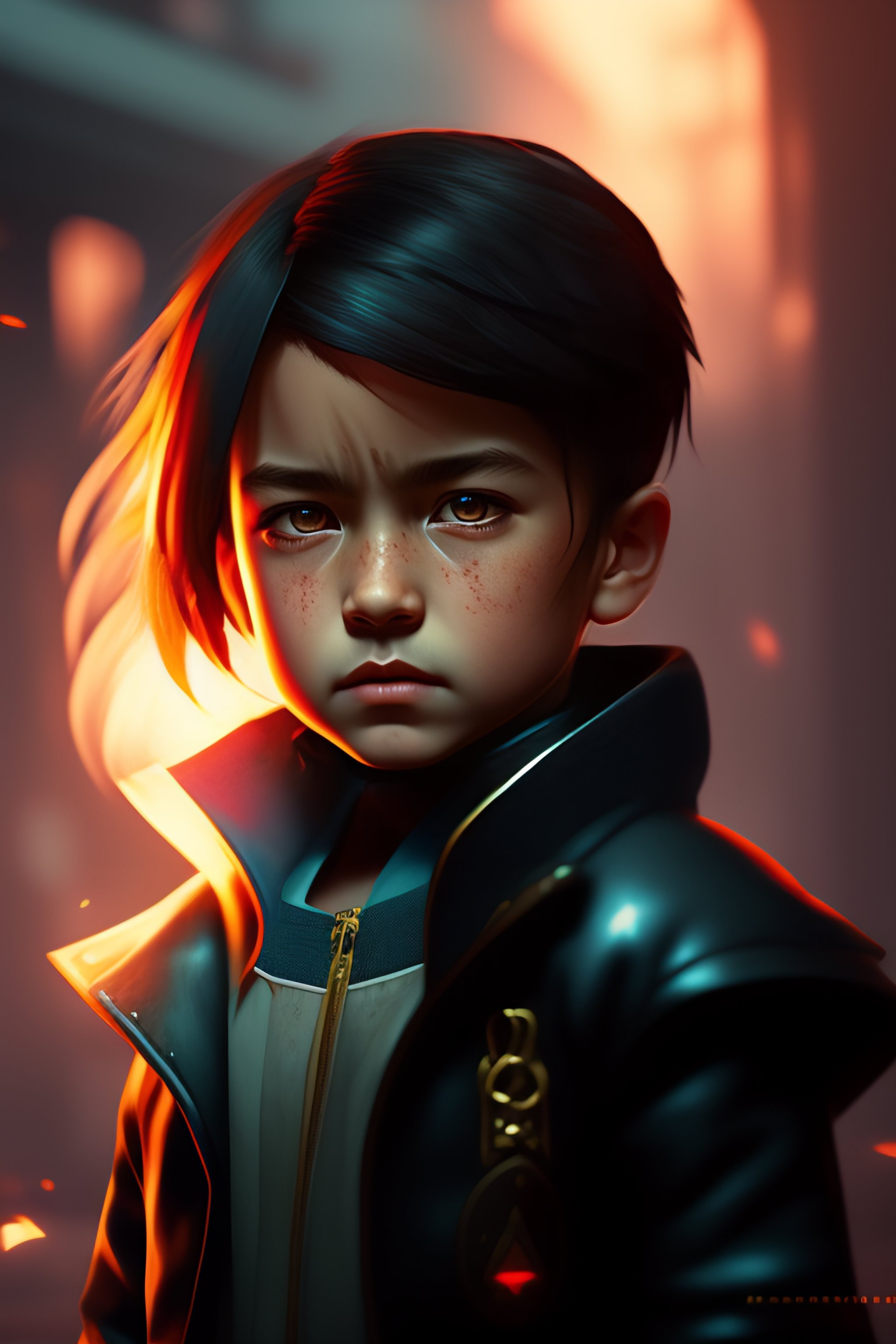 Lexica - A portrait of poor crazy aggressive child, in a style of ...