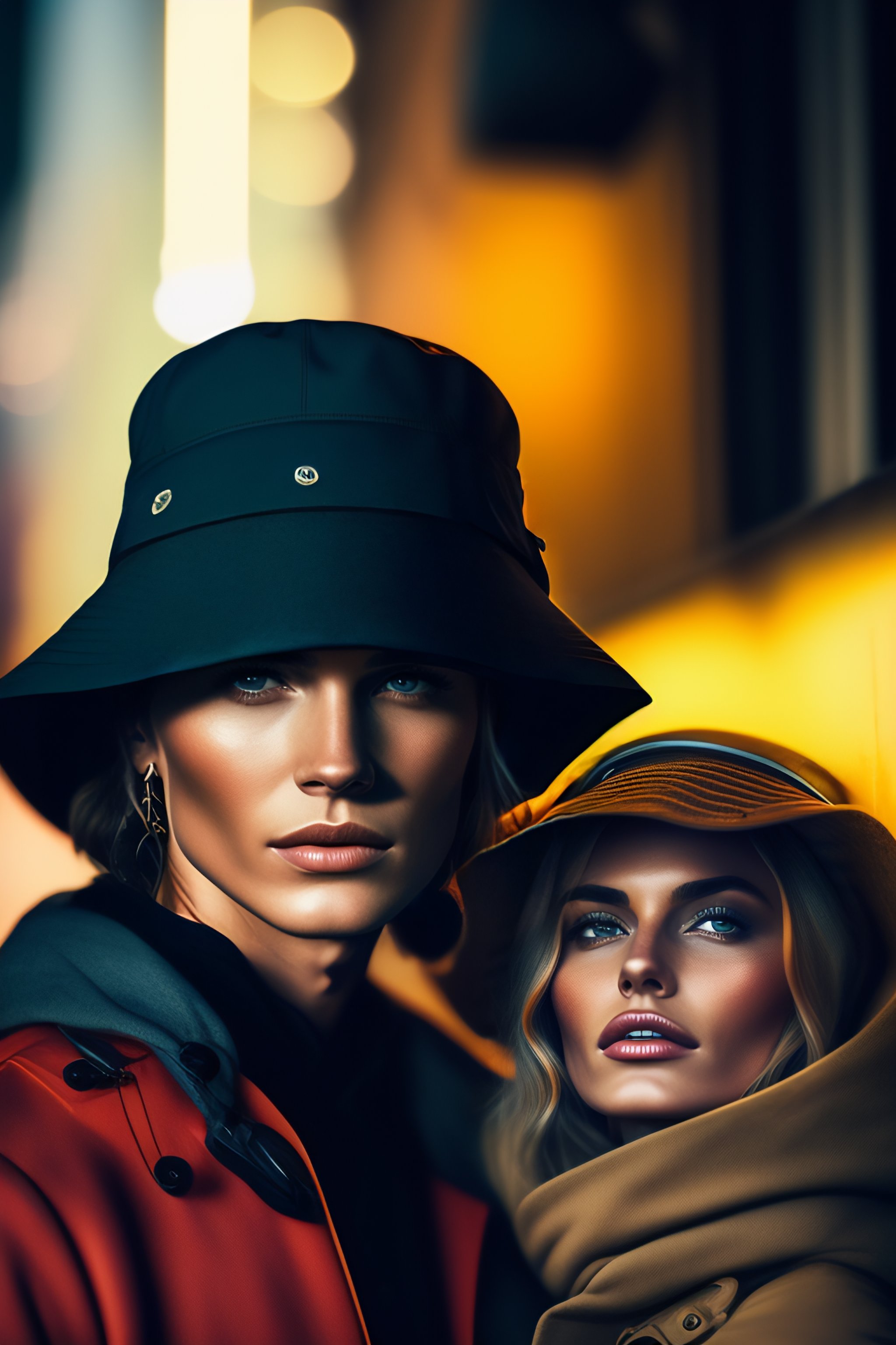 Lexica - Two armed people wearing bucket hats leaning against a wall at ...