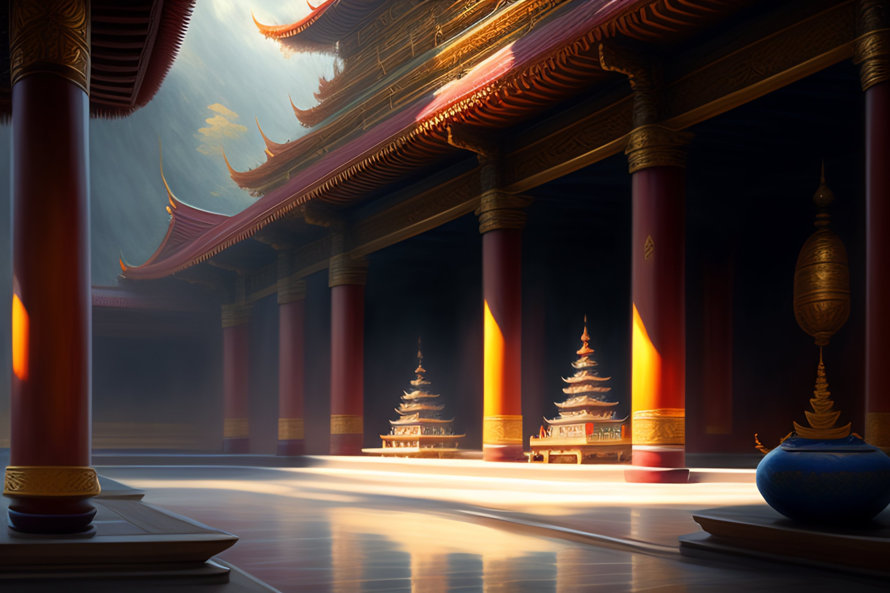 Buddhist Temple Interior