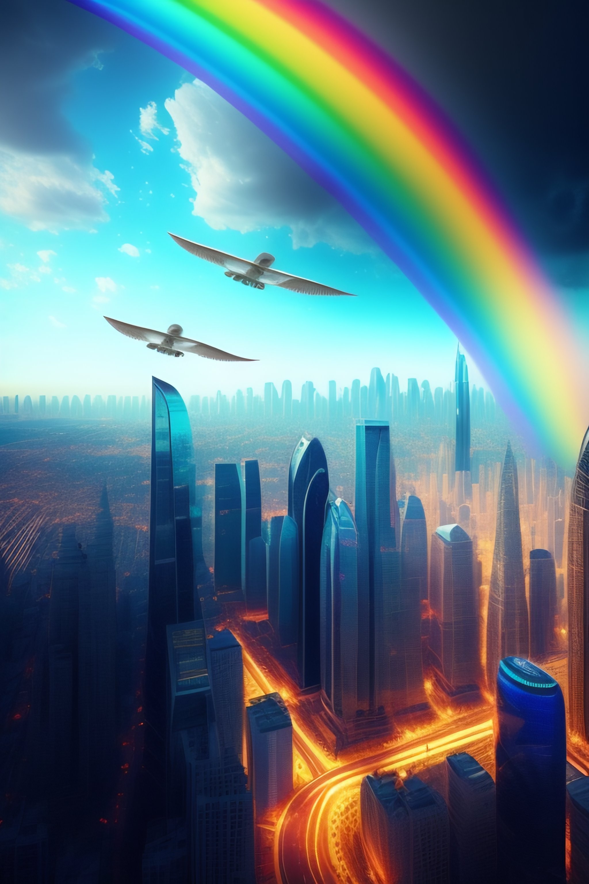 Lexica - Human with wings flying over a modern city, inspirational ...