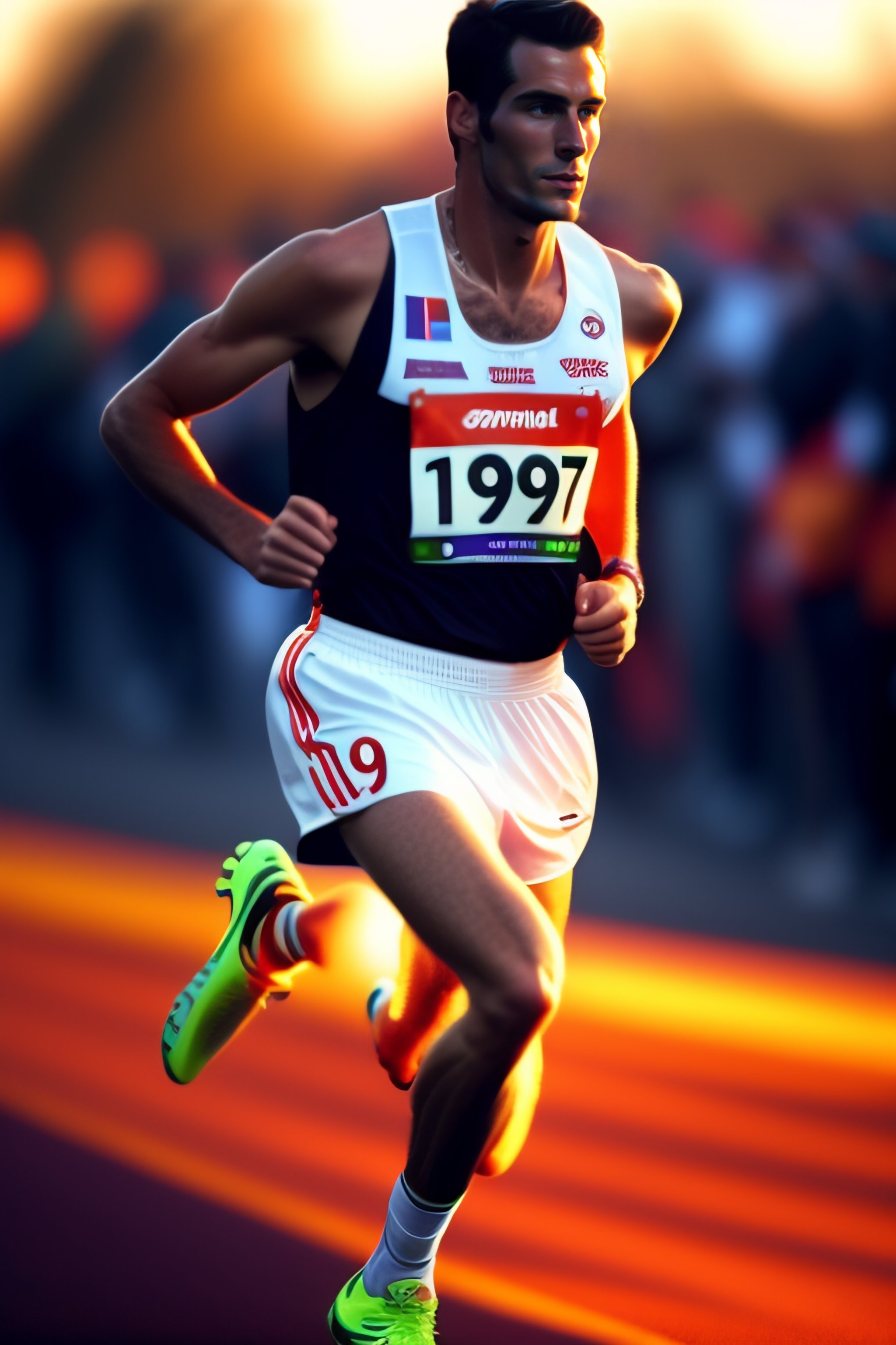 Lexica - Tall man with white skin and very short brown hair. Running in ...