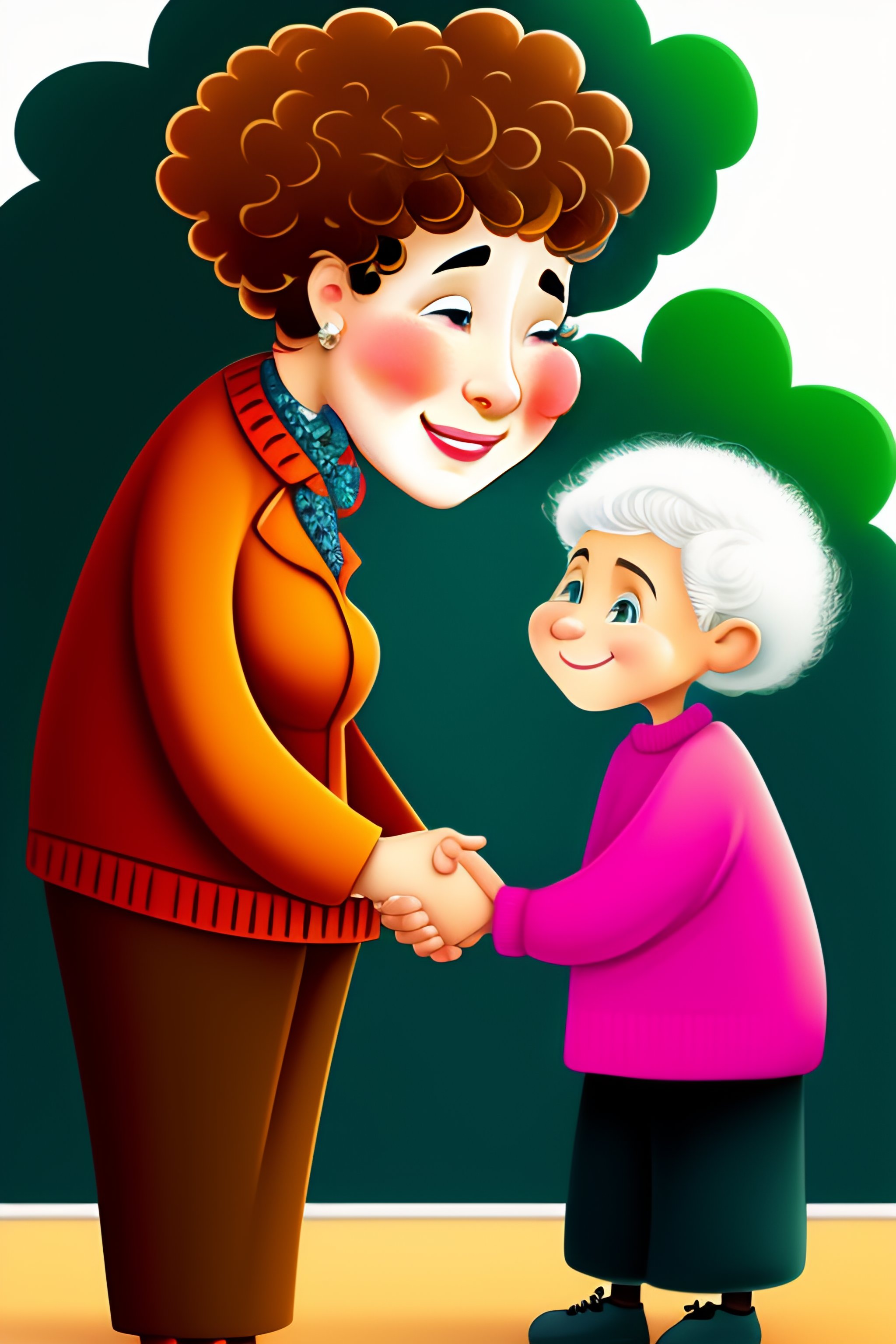 Lexica - Cartoon Caucasian grandmother, short white hair, saying thank ...