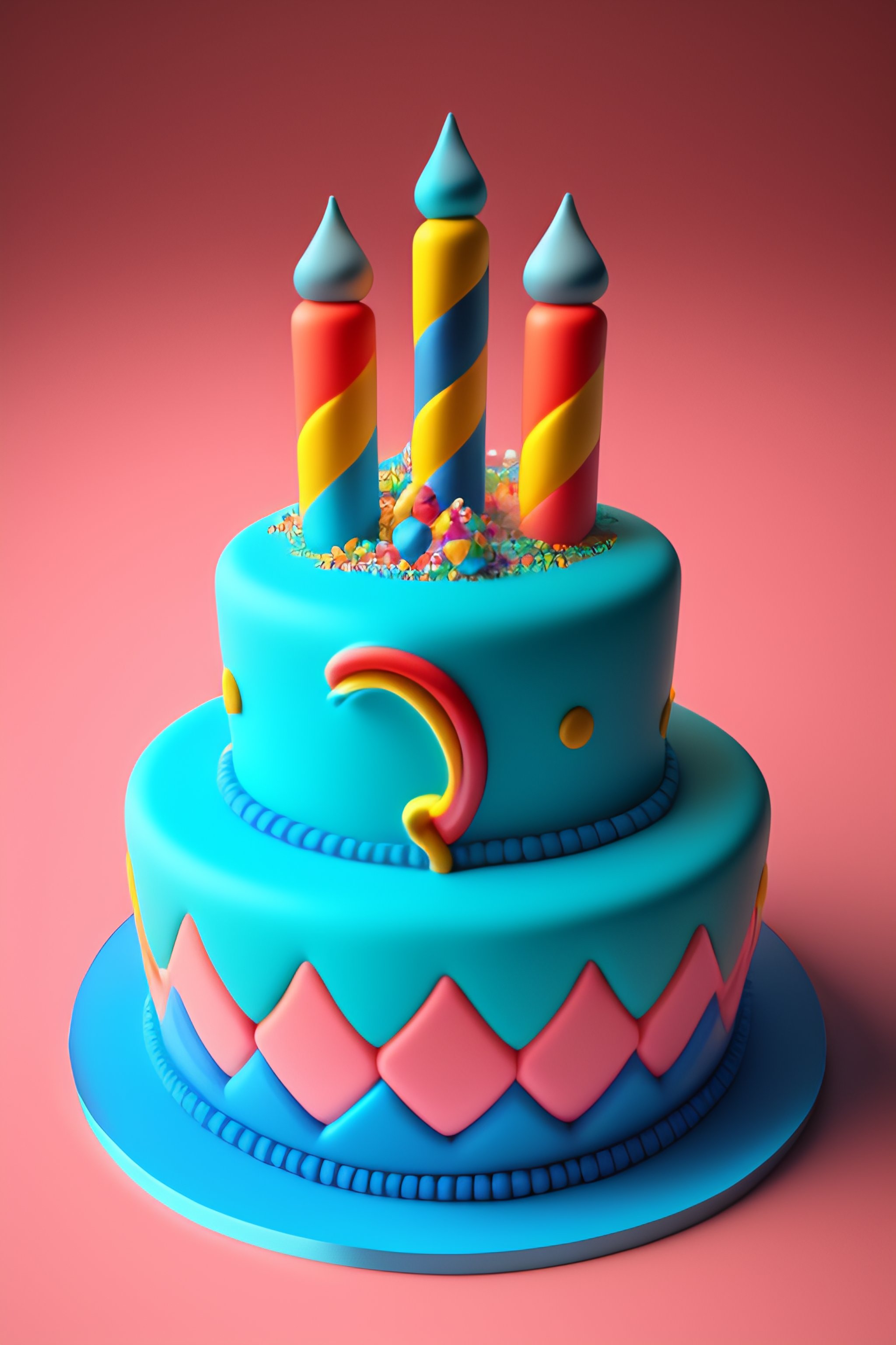 Lexica - 3d render of birthday cake for the first birthday of my little ...
