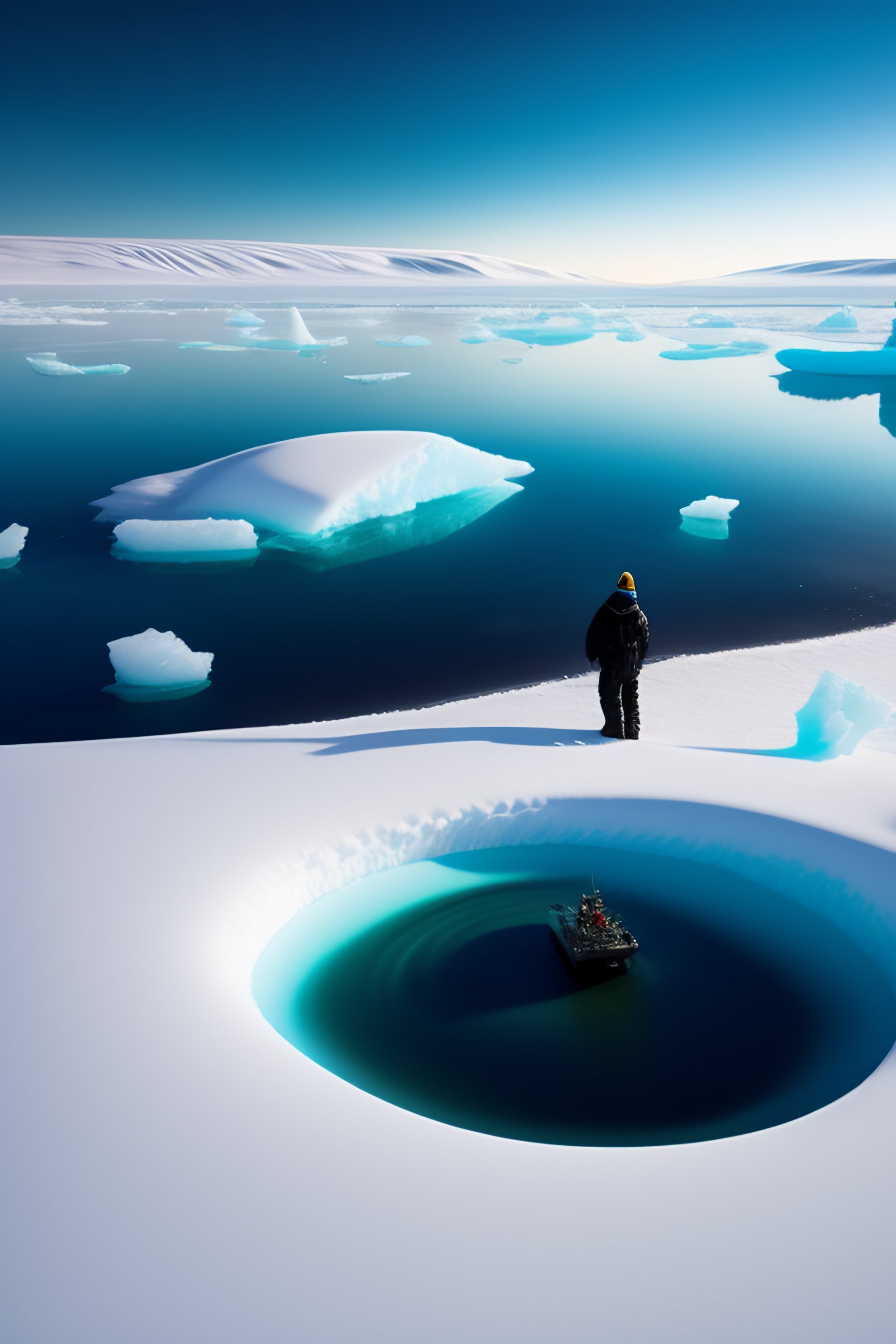 Lexica - Cinematic scene of scientists in the arctic discovering a ...