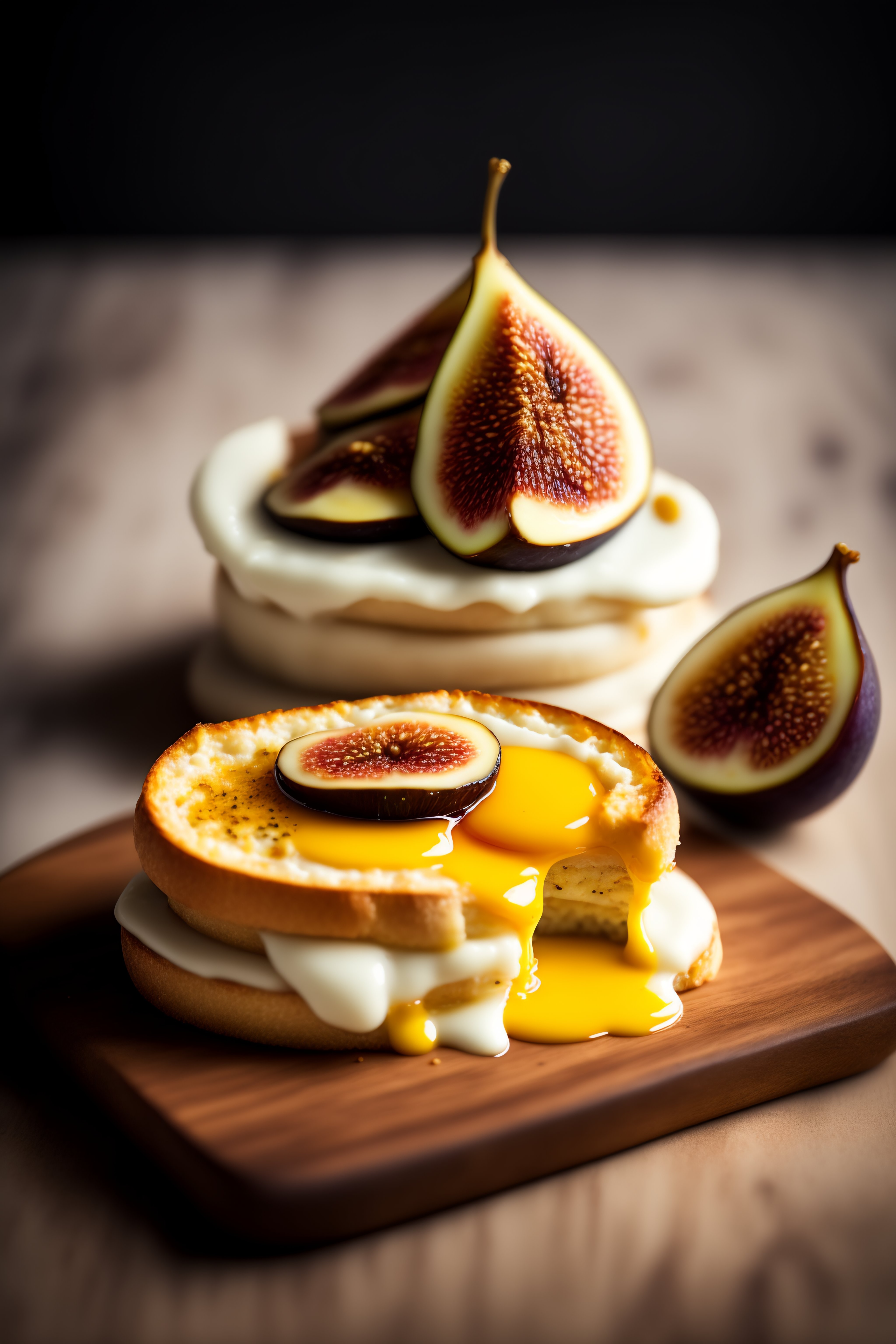 Lexica - Croque Madame with Figs, blurred background, bright natural lighting, close-up shot ...