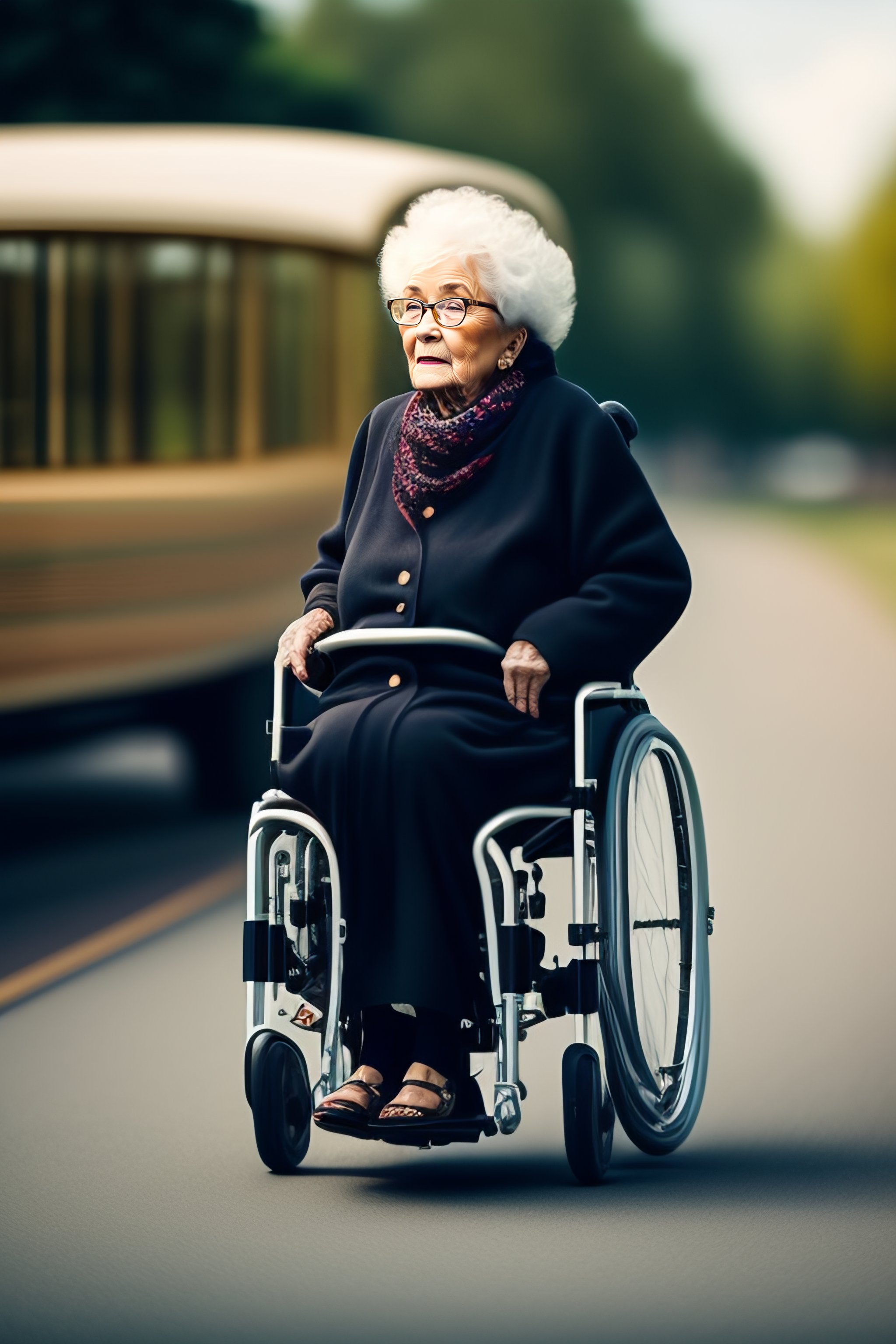 Lexica - A old woman in a wheelchair doing a backflip