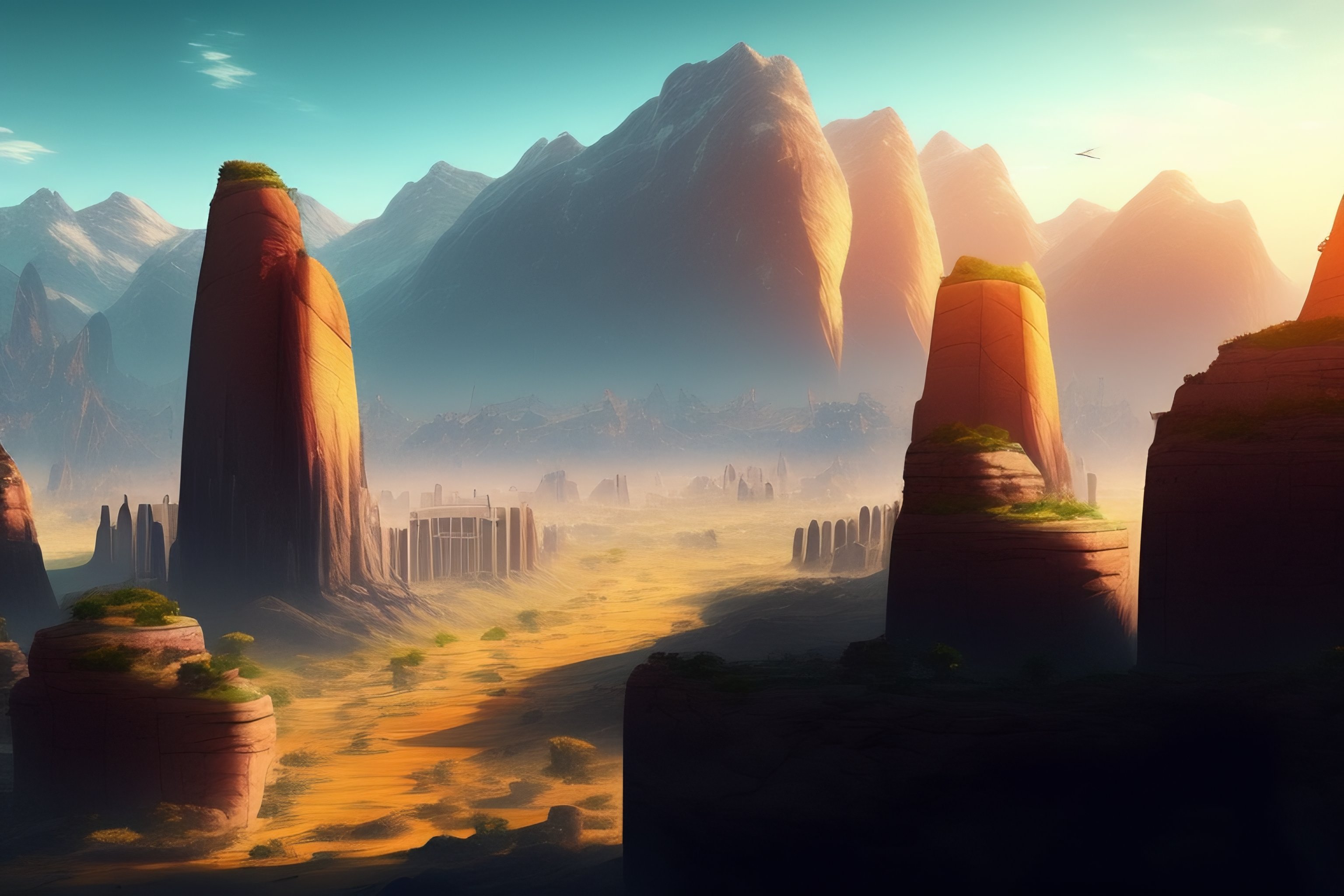 Lexica - Rock based livable city with people, ancient architecture ...