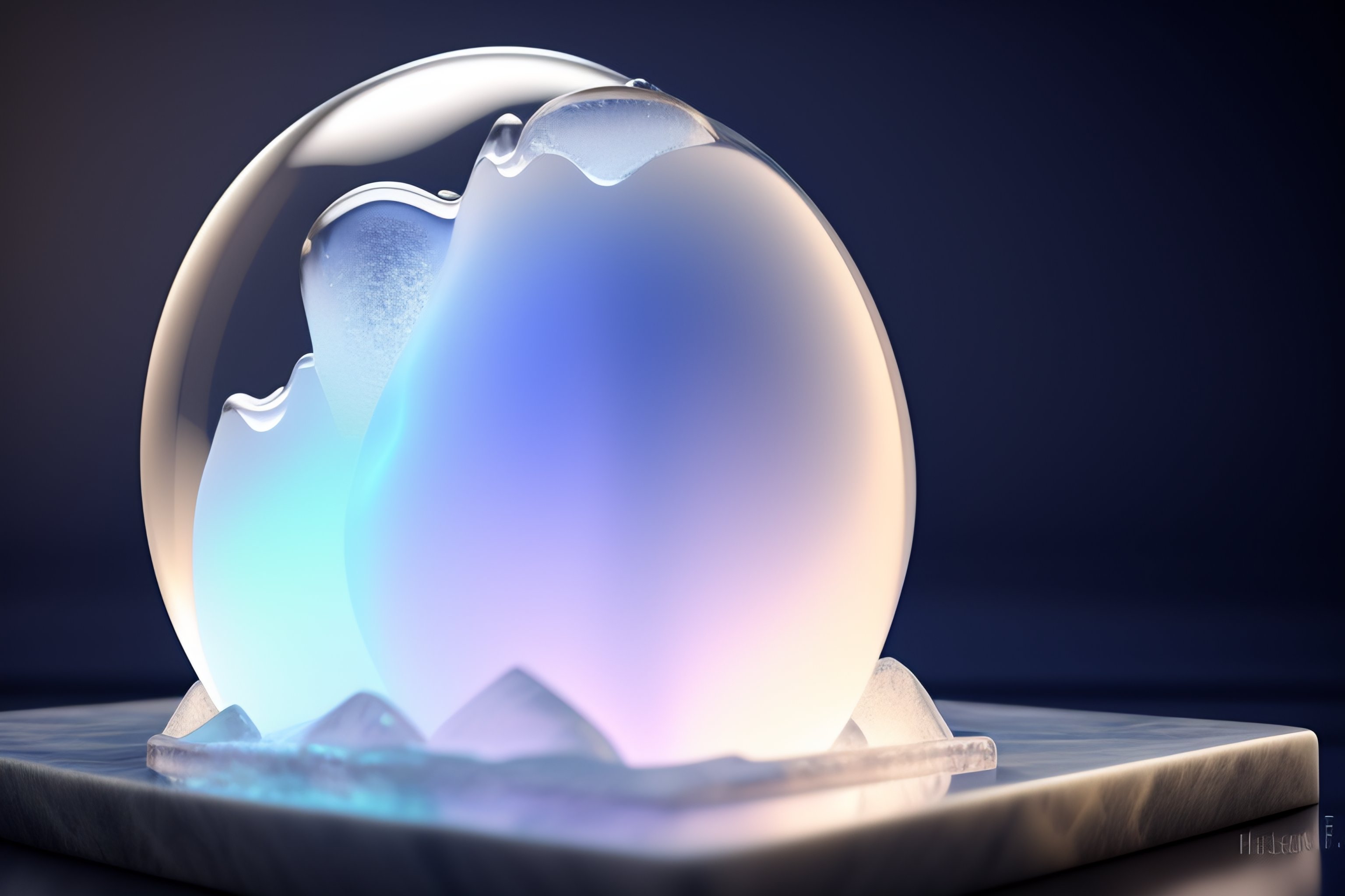 Lexica - Refracting translucent ice sculpture of hair! resting on a ...