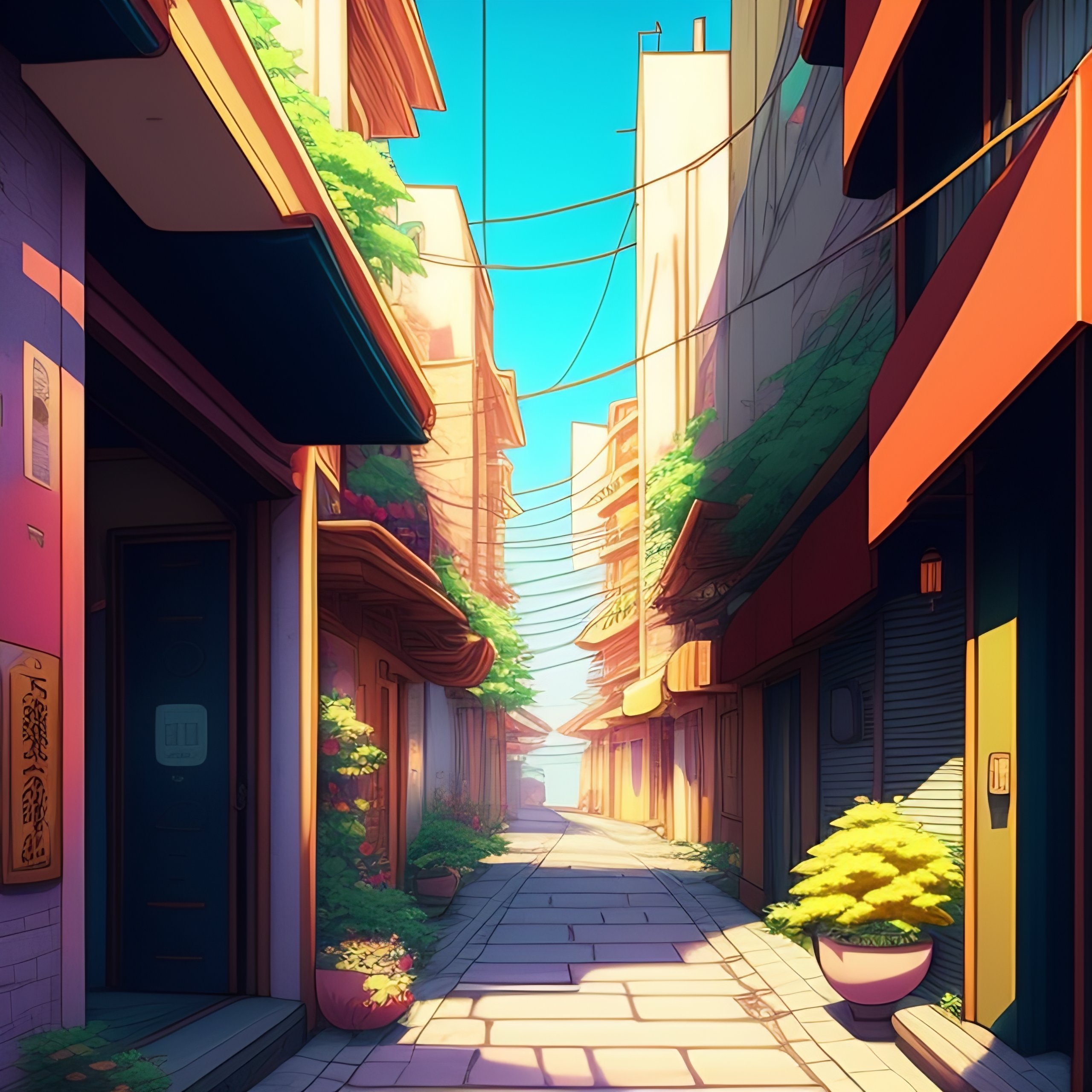 Lexica - Alley in an anime style